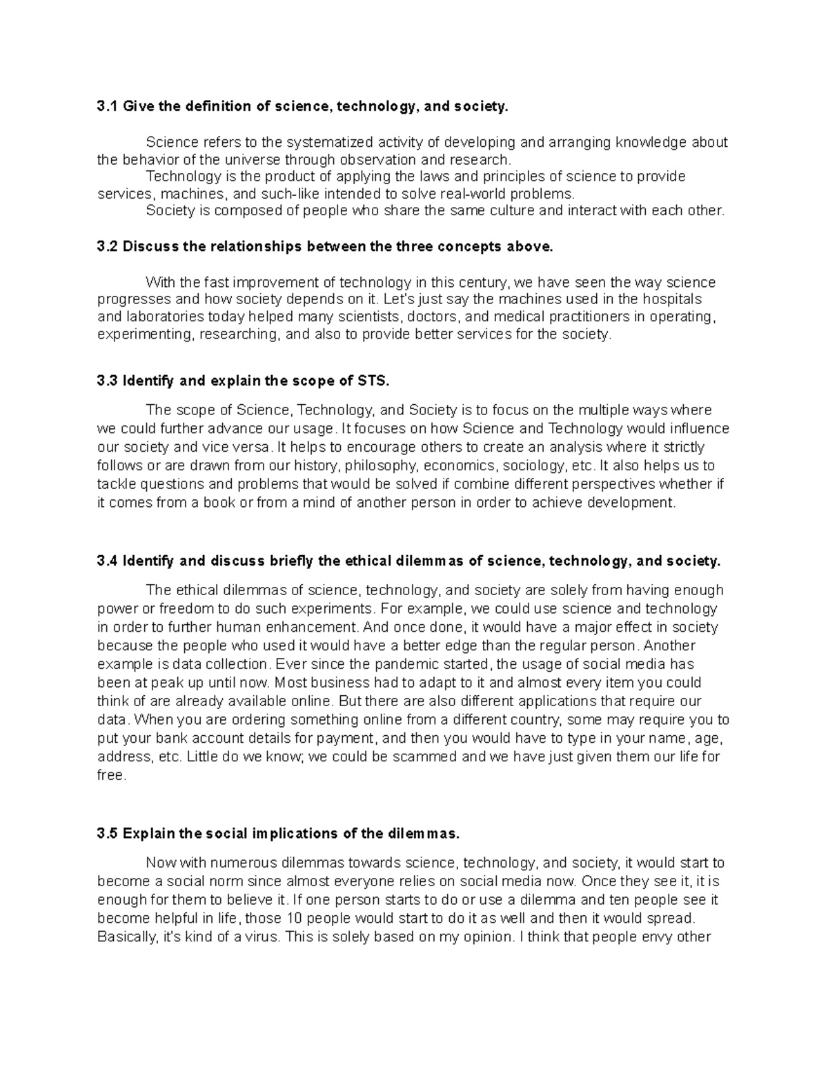 D1 - Discussion 1 - Science, Technology, and Society - TIP - Studocu