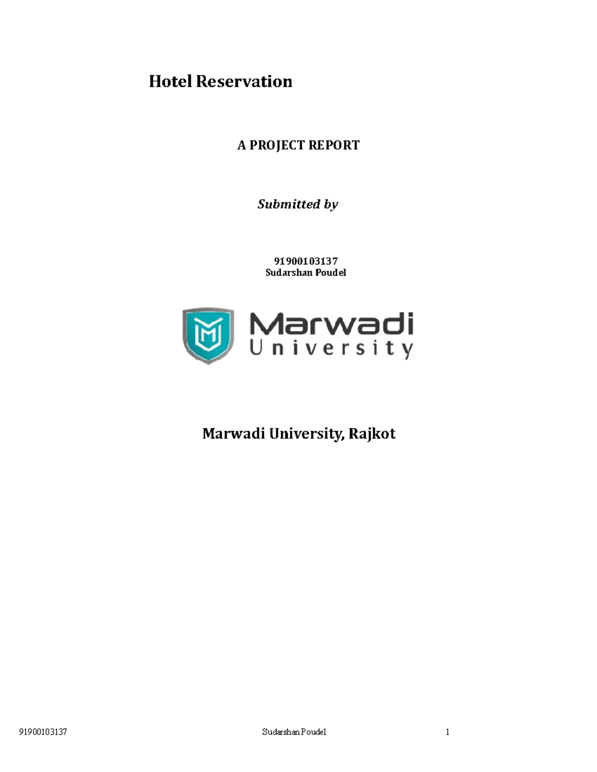 Report for Online Hotel Reservation - Hotel Reservation A PROJECT ...