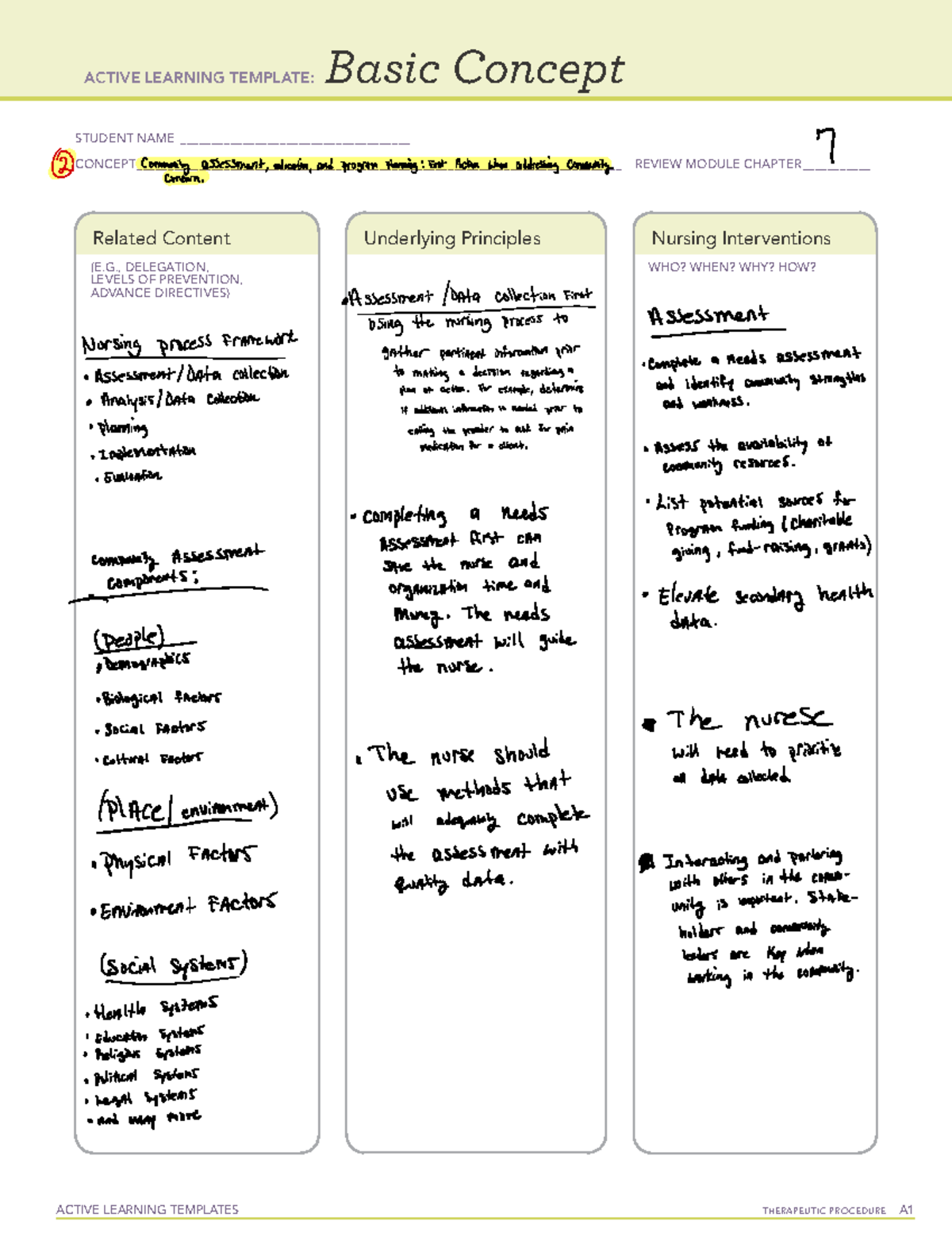 Assessment community concerns - ACTIVE LEARNING TEMPLATES THERAPEUTIC ...