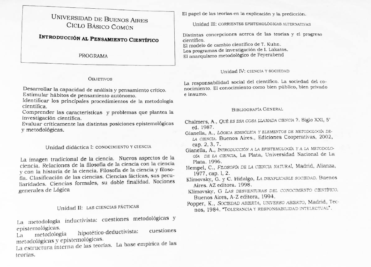 Programa IPC - El papel de las teorias en la explicación y la predicción. UNIVERSIDAD DE BUENOS ...