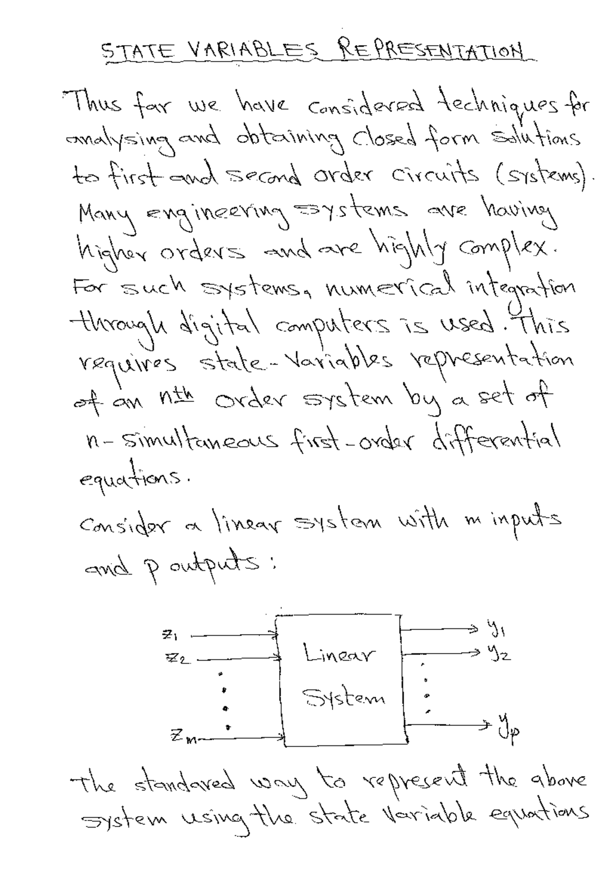 5 State Variables Notes State Variables Representation Thus Far We Have Considered