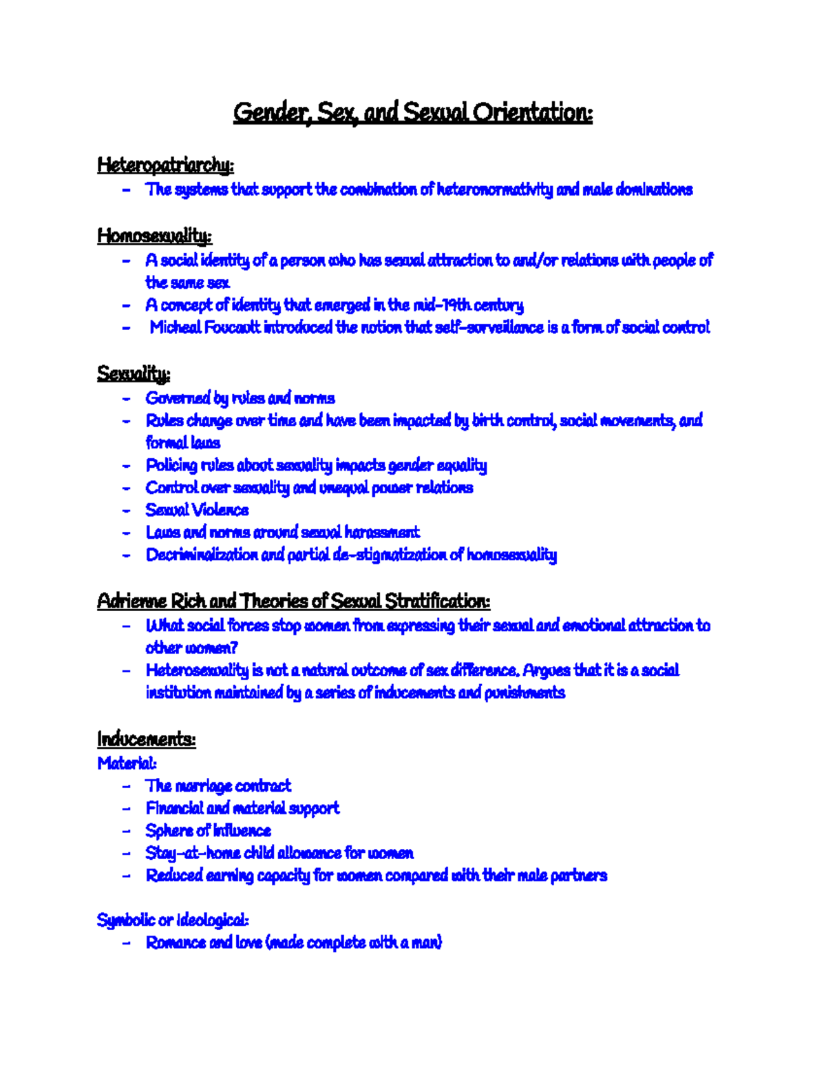 Gender, Sex, and Sexual Orientation Notes - Gender, Sex, and Sexual ...