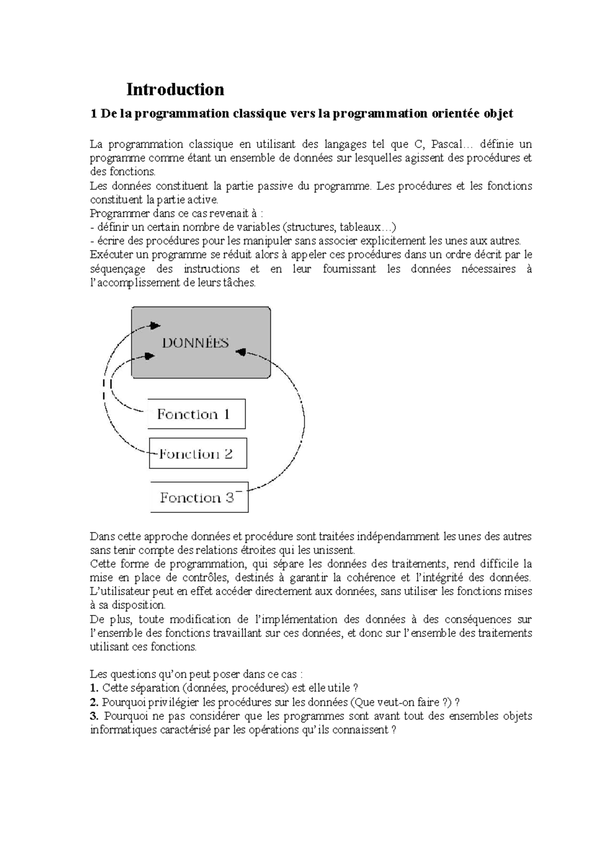 Cours 1 intro poo - Summary Informatique 2 Langages De Programmation - Introduction 1 De la ...