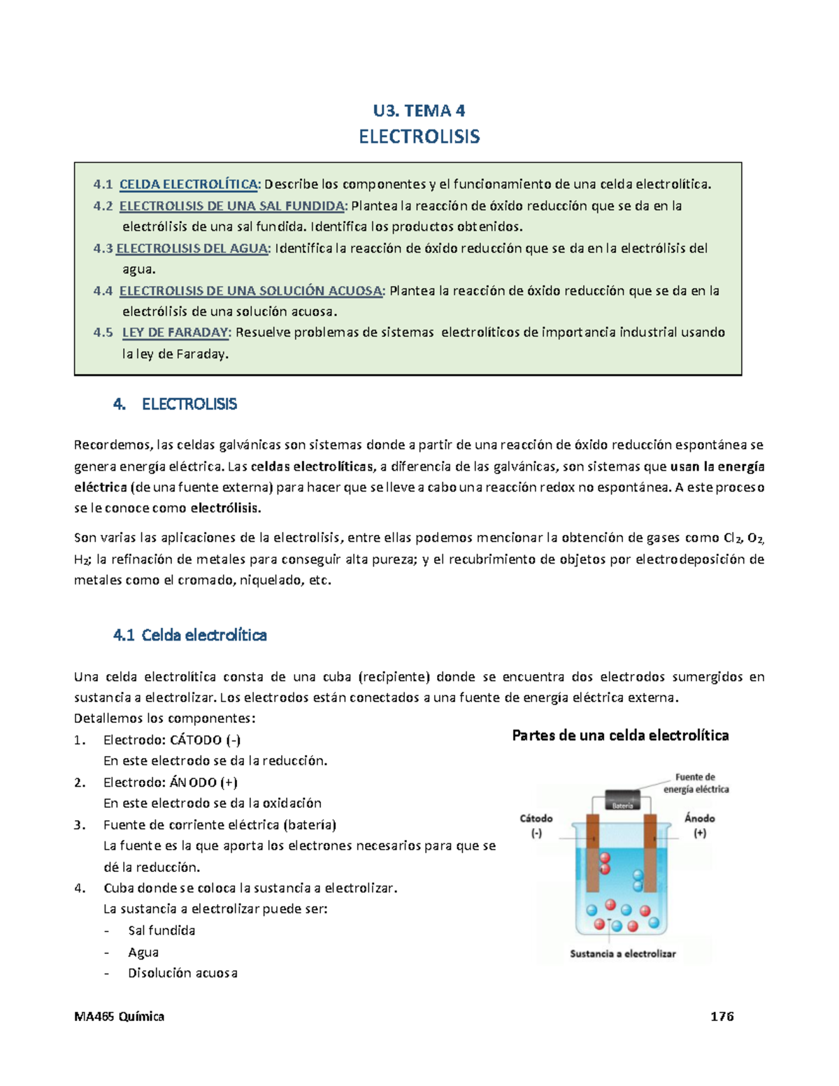 U3 4 Electroquímica 2 2019-01 imprimir OK - U3. TEMA 4 ELECTROLISIS 4 CELDA ELECTROLÕTICA ...