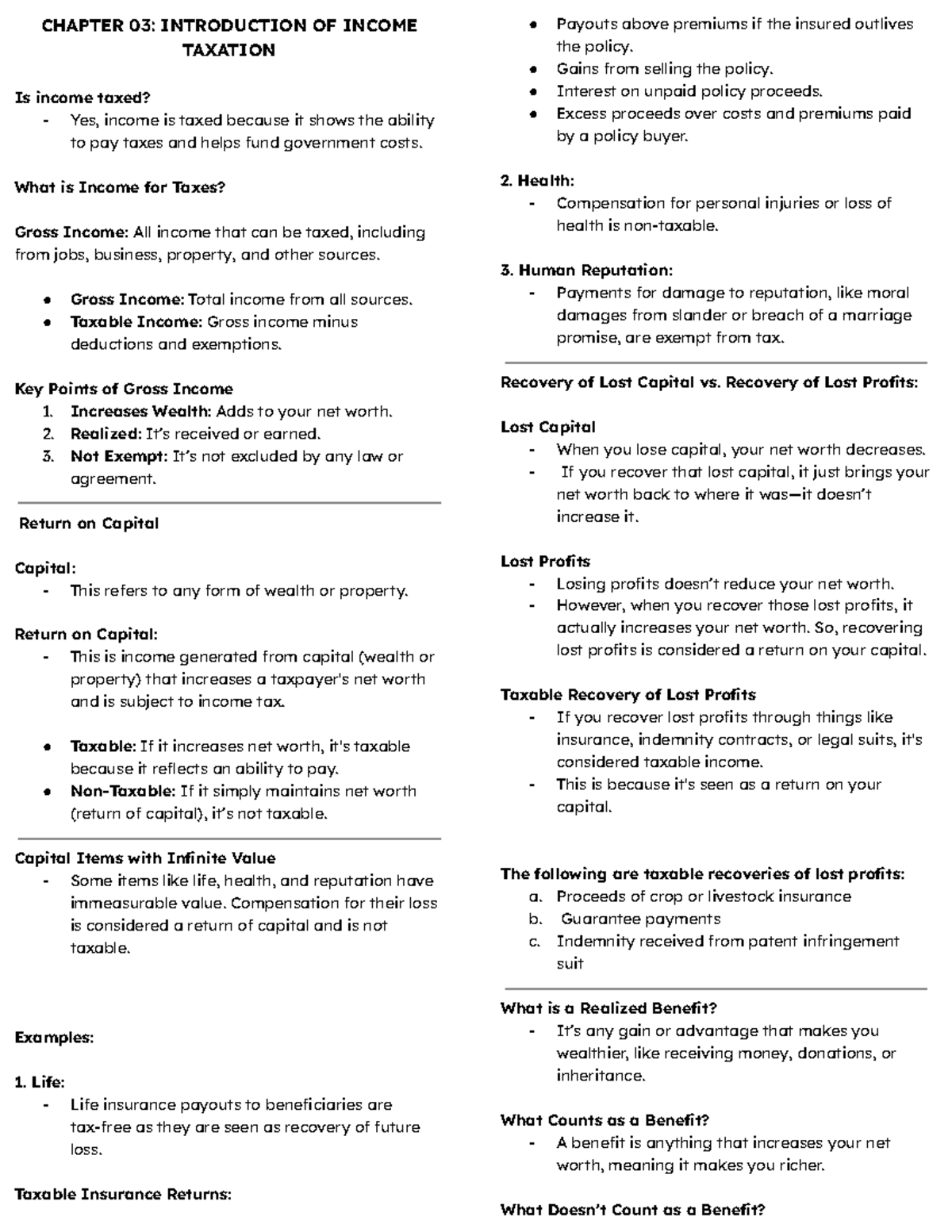 Income Tax Chapter 3 1 Notes Chapter 03 Introduction Of Income