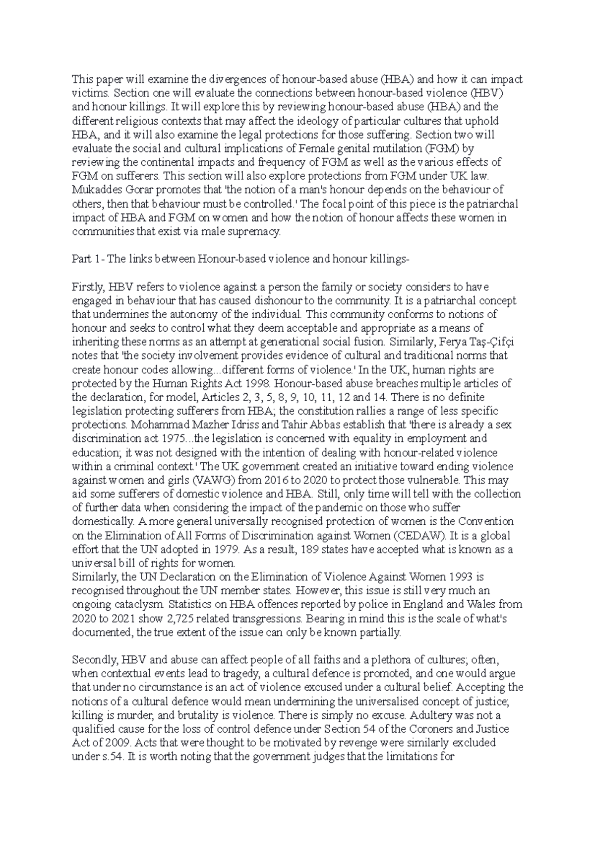 WAC draft 1 - fgm essay - This paper will examine the divergences of ...