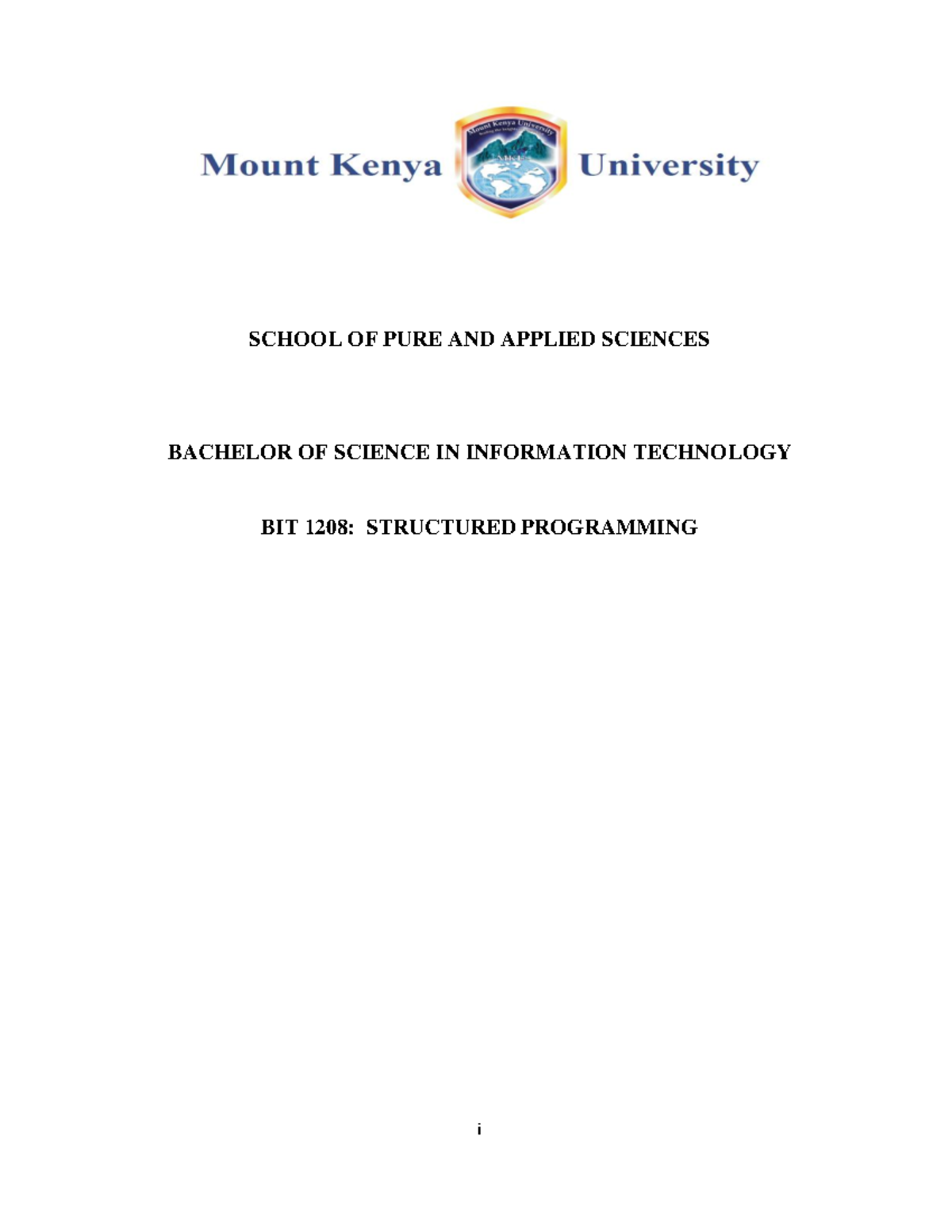 Structured Programming Using C++ - i SCHOOL OF PURE AND APPLIED ...