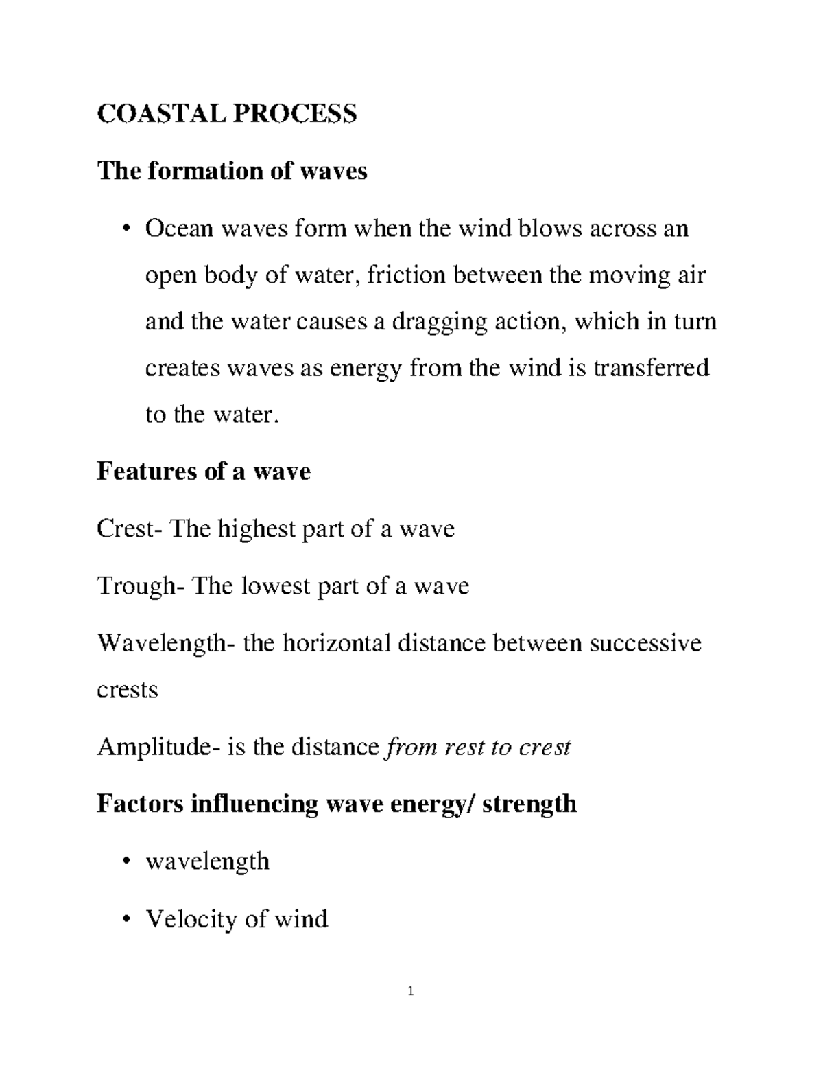Geo all notes - Please help me with them practices - COASTAL PROCESS ...