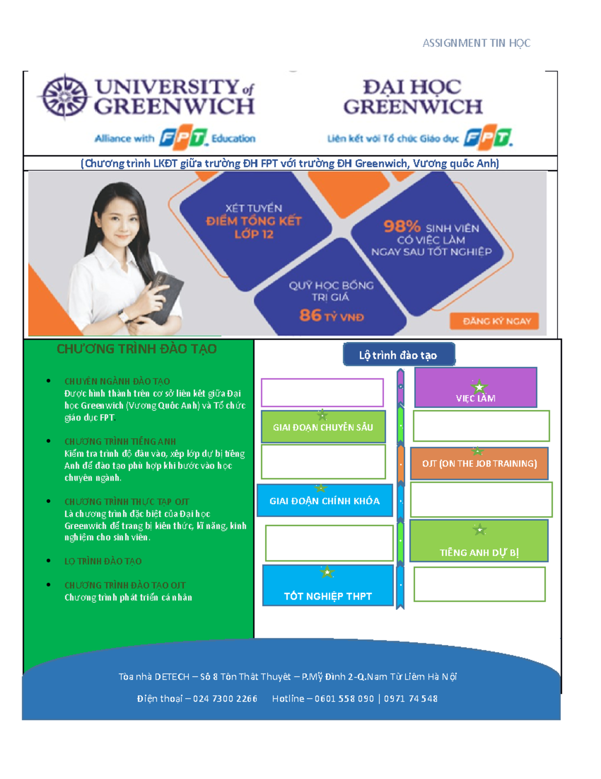 Assignmem T 1 1054 Tài - ASSIGNMENT TIN H CỌ (Ch ng trình LKĐT gi a tr ng ĐH FPT v i tr ng ĐH ...