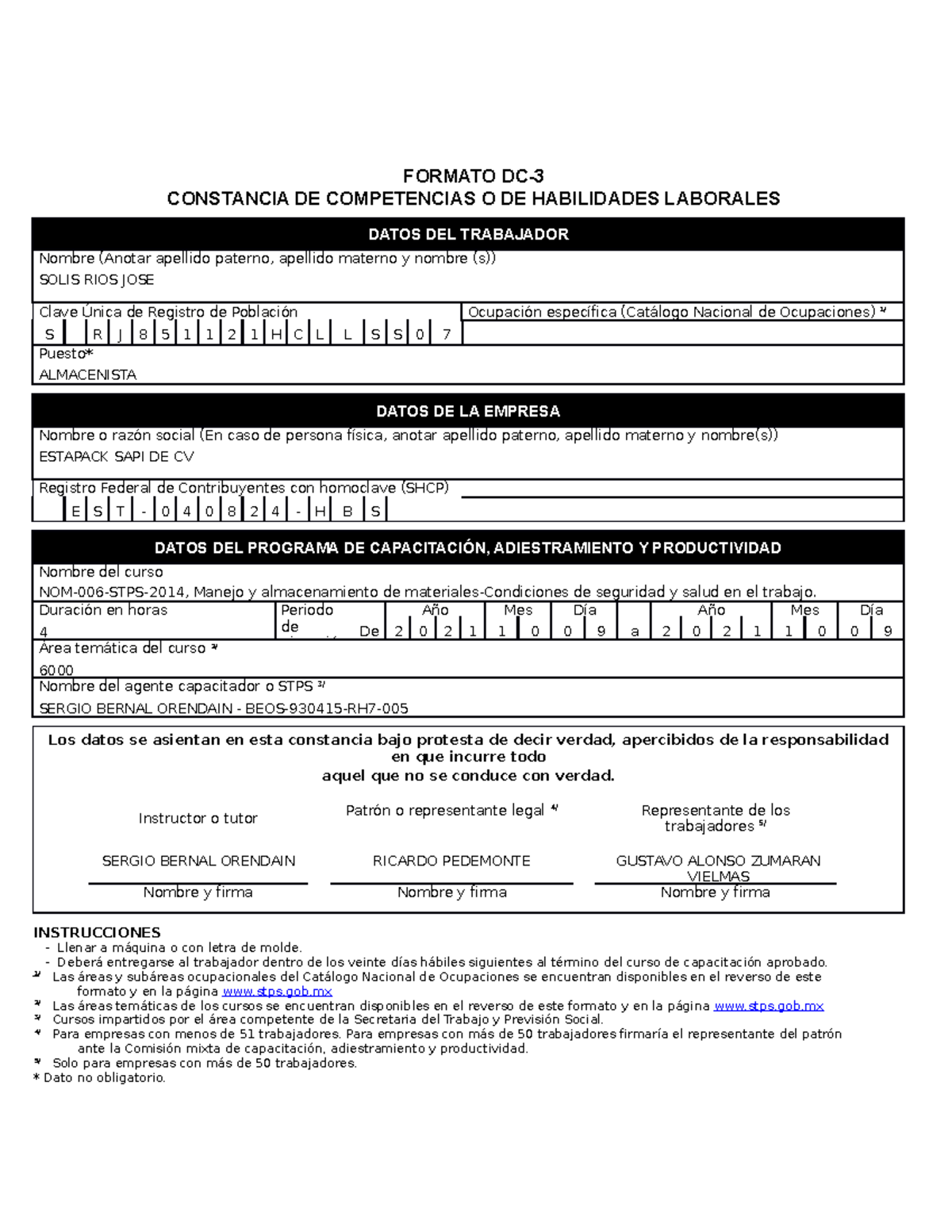 DC-3 Solis Rios Jose - dc-3 - FORMATO DC- CONSTANCIA DE COMPETENCIAS O ...