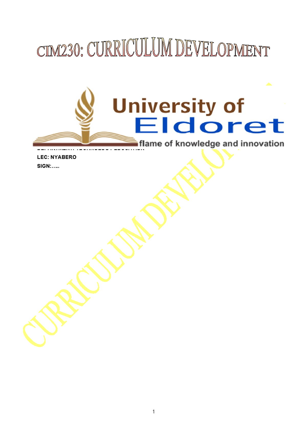 Curriculum development notes That are based on the development of the ...