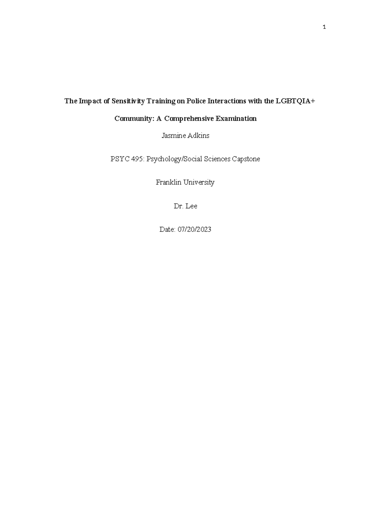 Answer 2 copy - glkdlfklkgfkldflkd - The Impact of Sensitivity Training ...