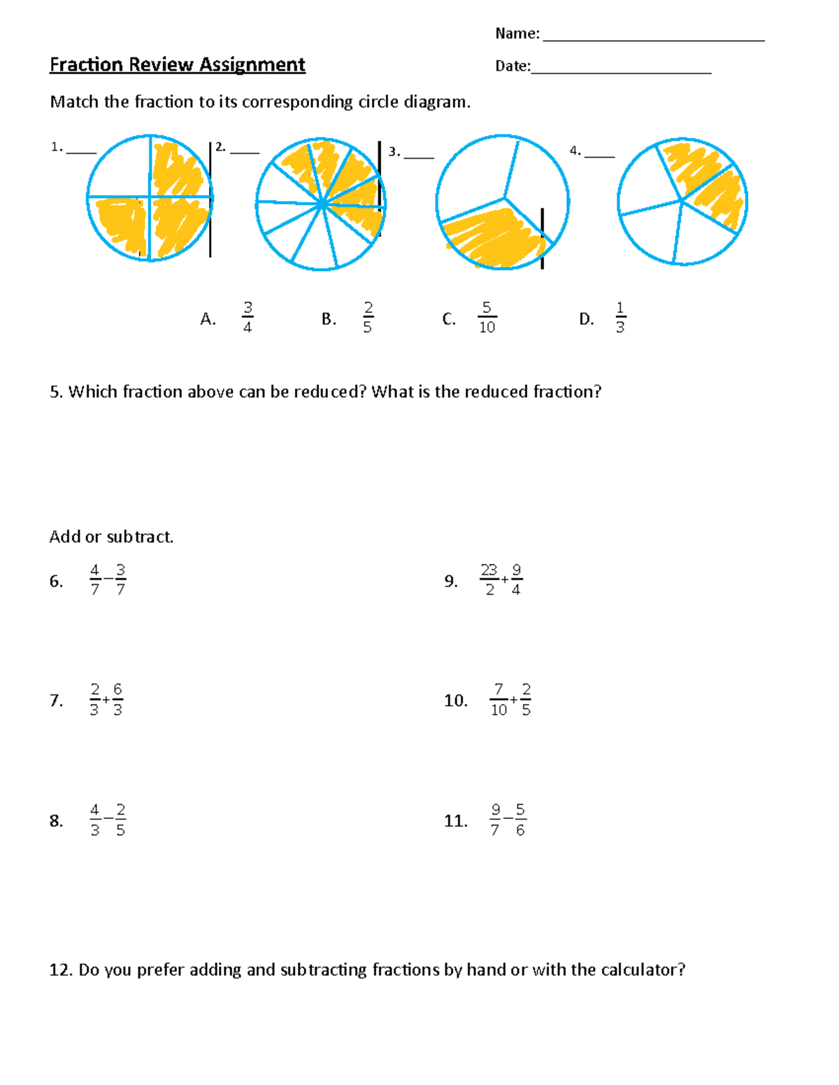 9.1 - Fraction Review Assignment - ECED 5737 - UHCL - Studocu
