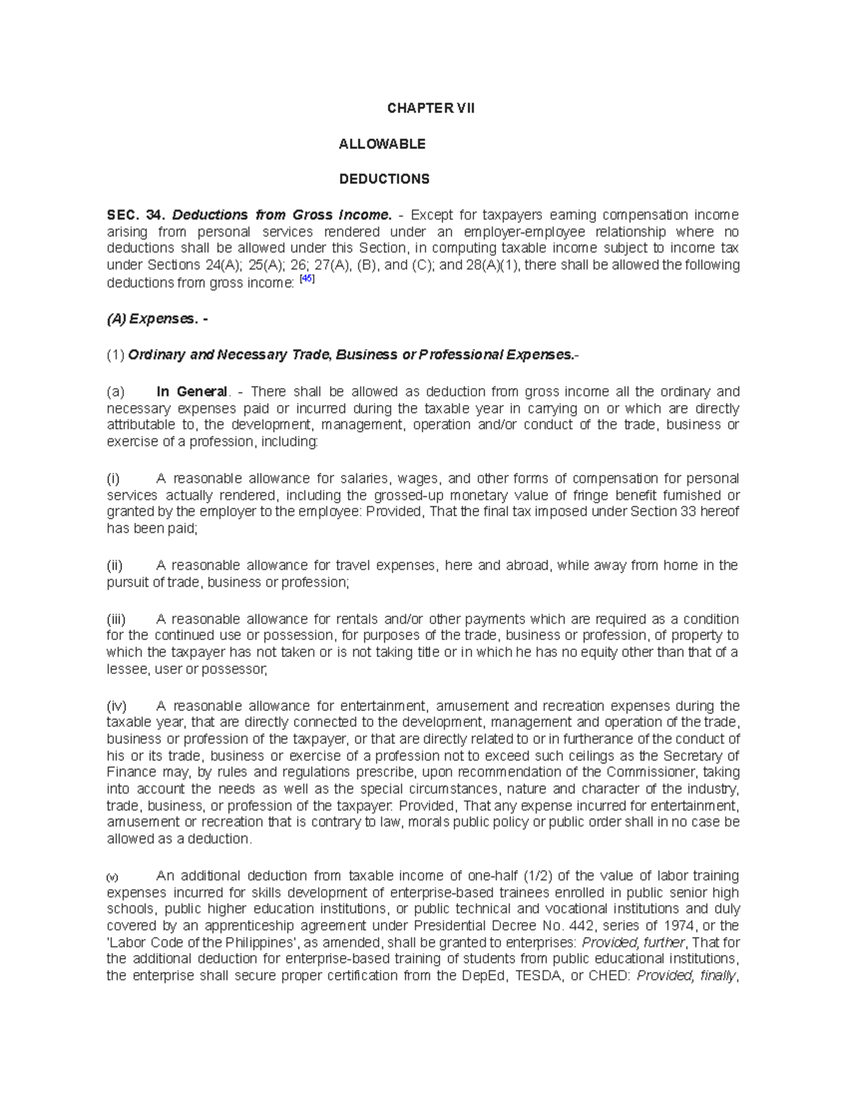 Allowable Deductions - Teacher: LOMA LINDA A. SAY - CHAPTER VII ...