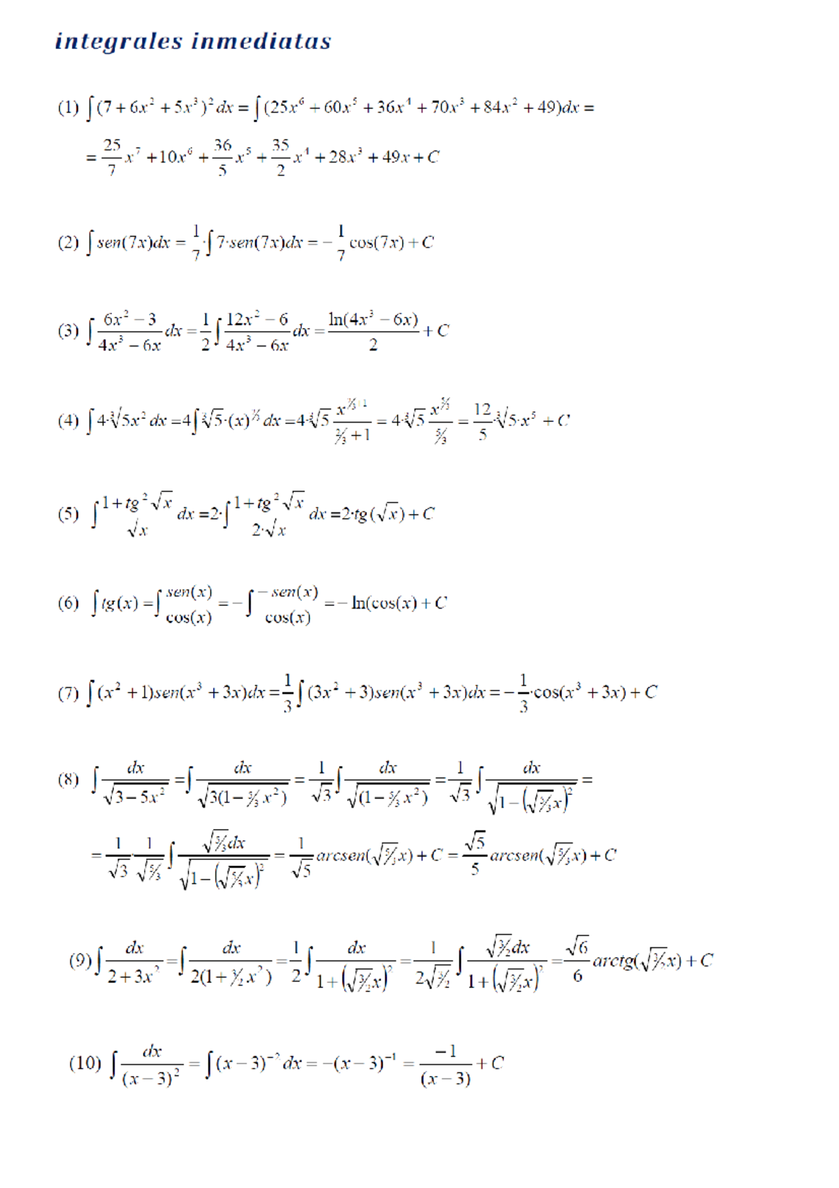 Integrales . todos los tipos. Perfecto para visión general del tema con ...
