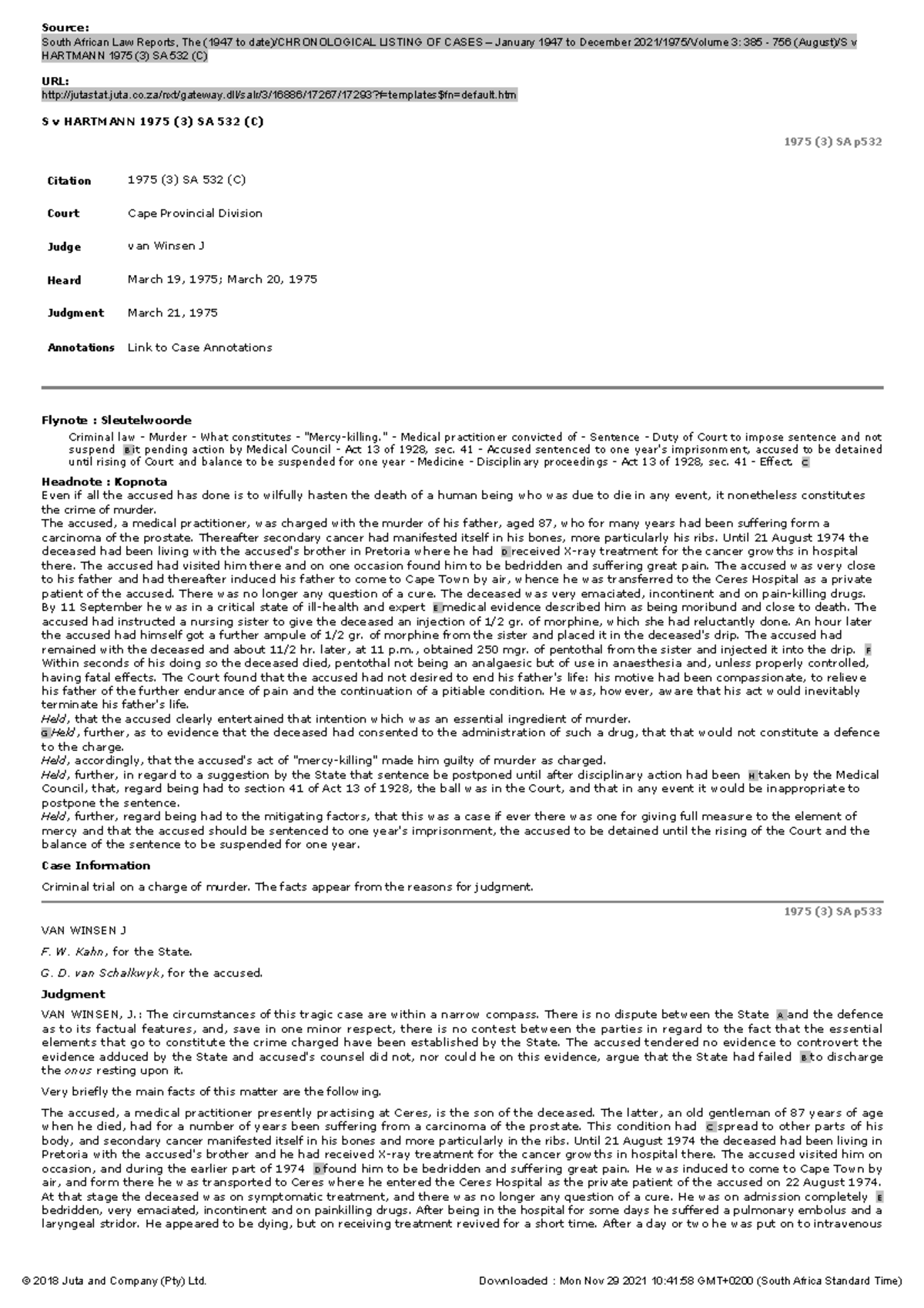 S v Hartmann 1975 (3) SA 532 (C) - Source: South African Law Reports ...