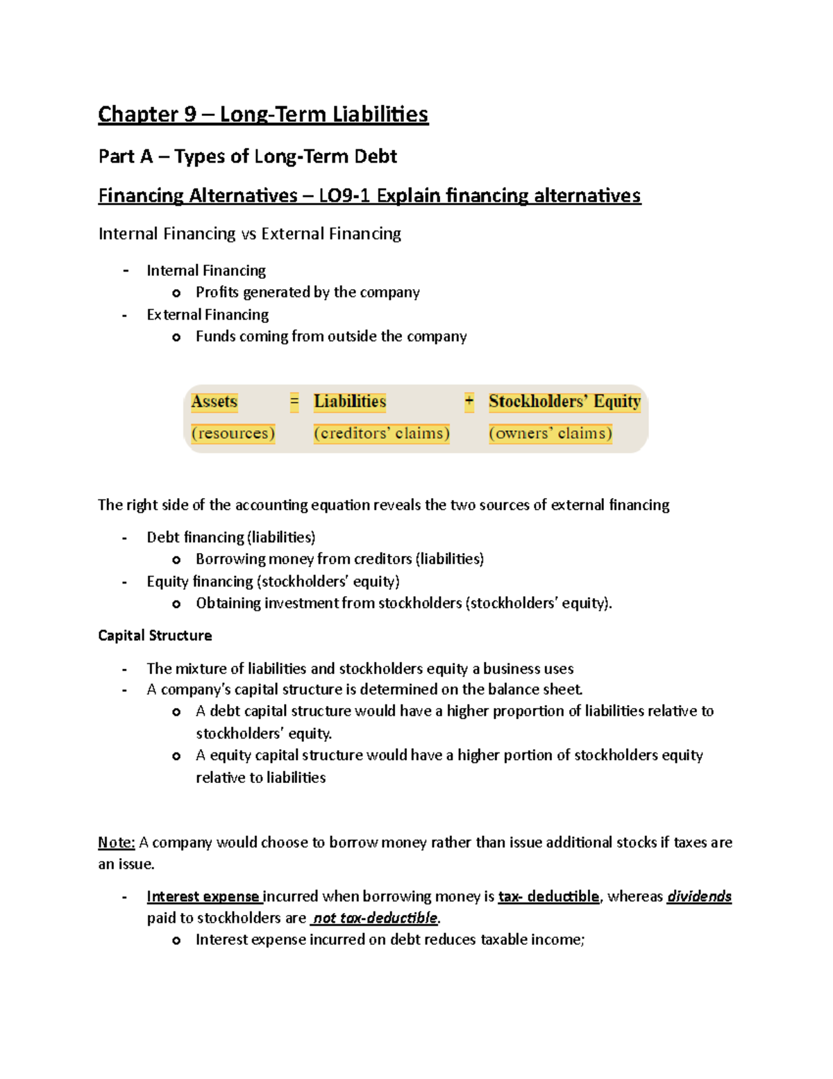 Chapter 9 Long Term Liabilities - Chapter 9 – Long-Term Liabilities ...