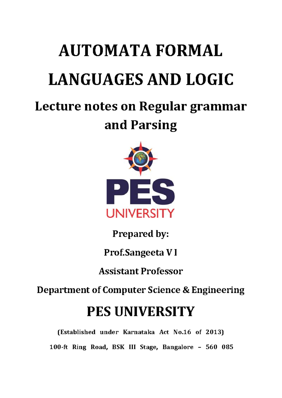 Regular Grammar & Parsing-Notes 202008 21120651 - AUTOMATA FORMAL ...