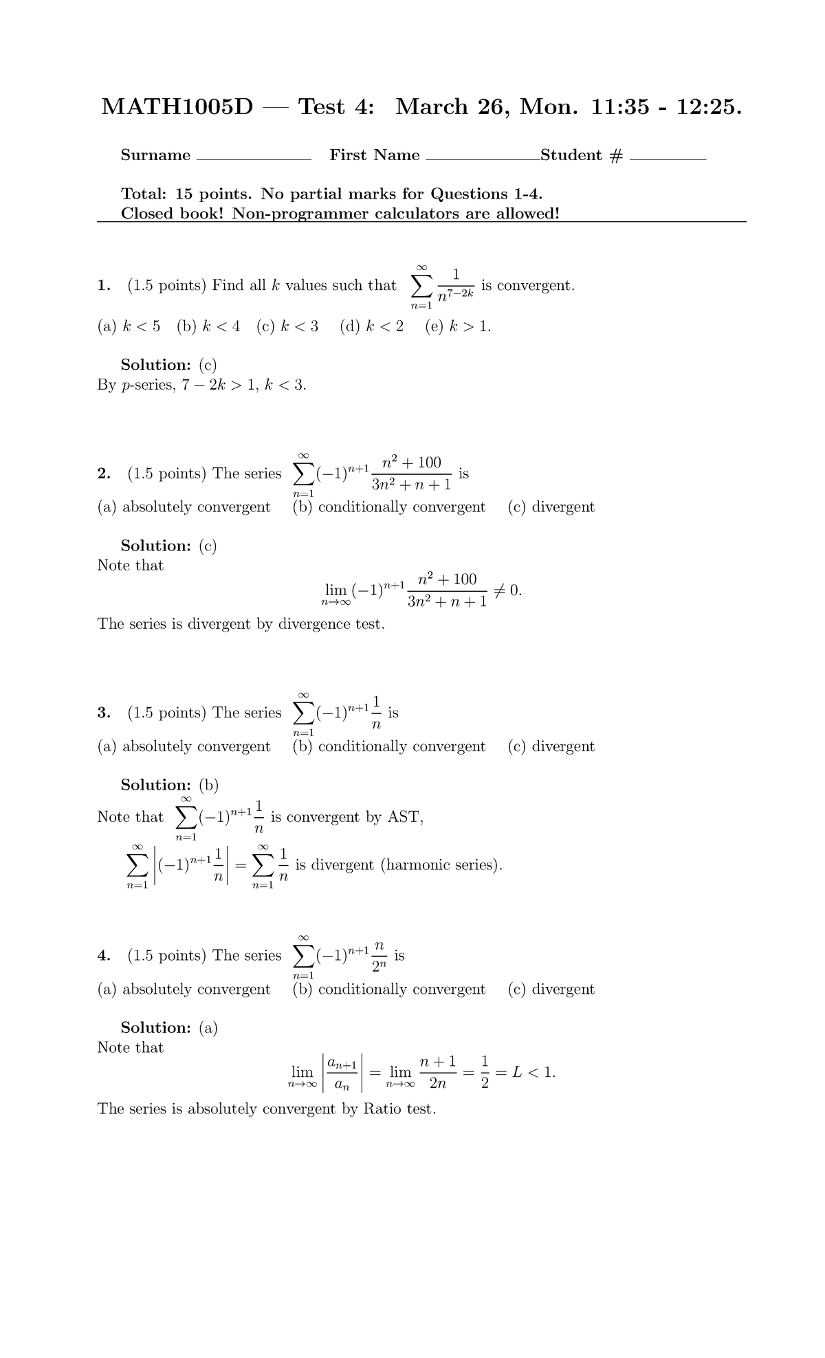 MATH1005D-Test4-sol - Fourth Math Test of the year - MATH1005D — Test 4 ...