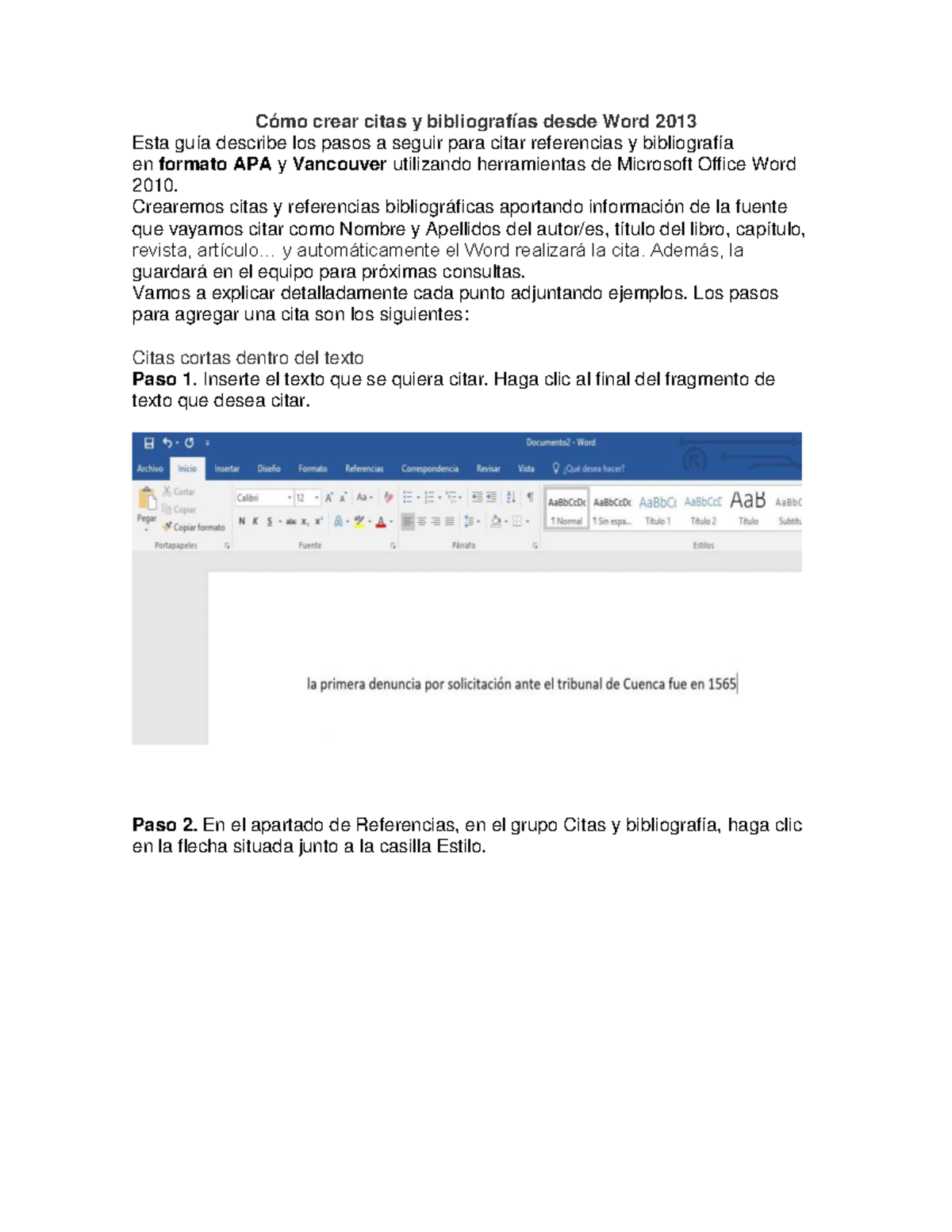 Cómo crear citas y bibliografías desde Word 2013 - Crearemos citas y ...
