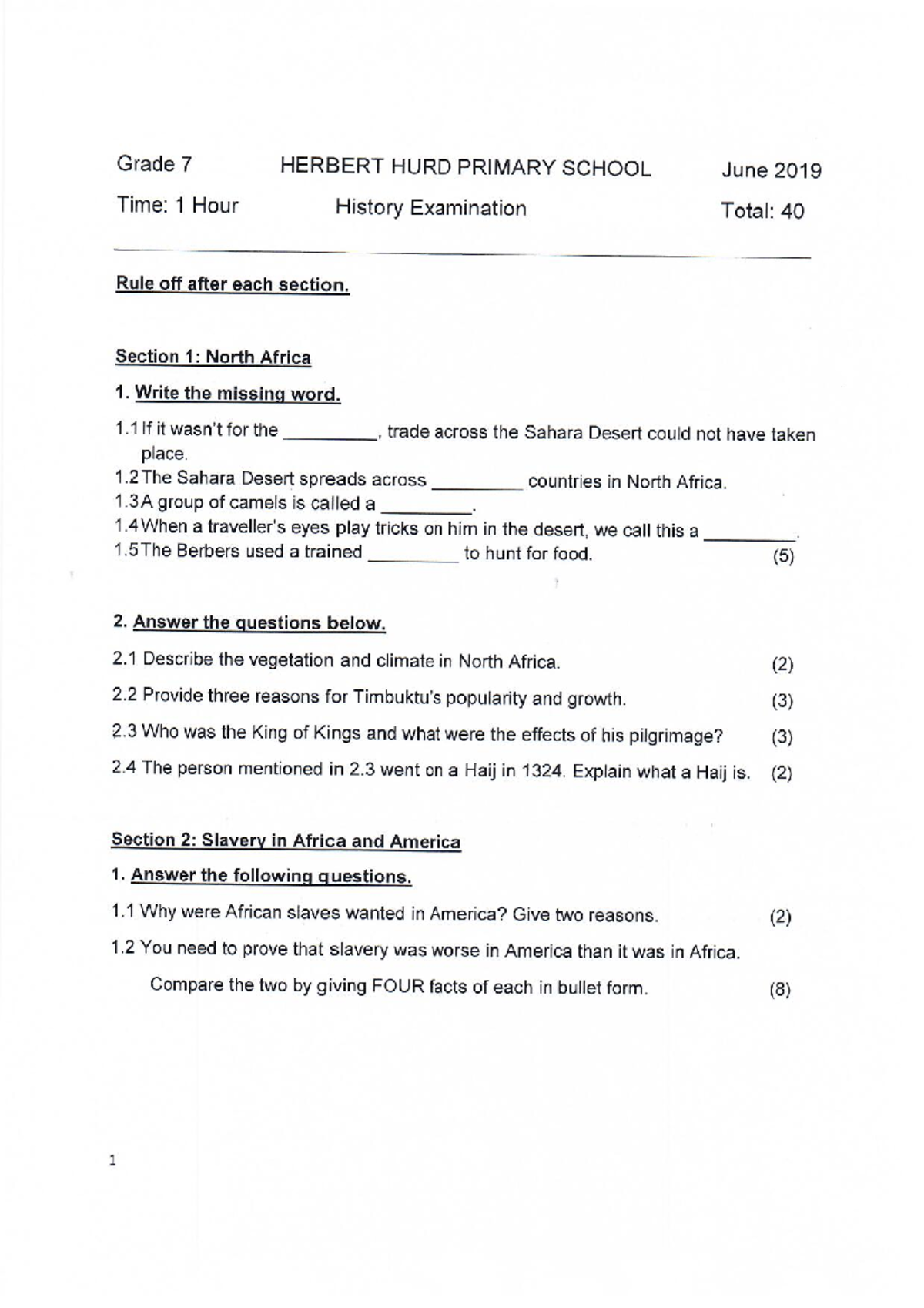 Gr 7 History June 2019 - Studocu