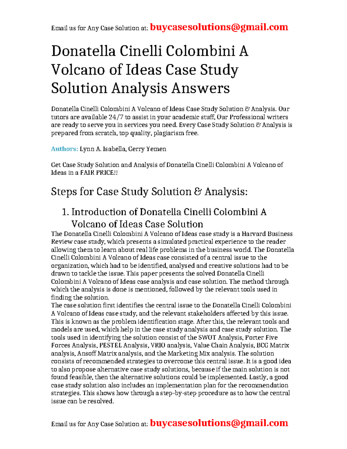 Case Solution Donatella Cinelli Colombini A Volcano of Ideas ...