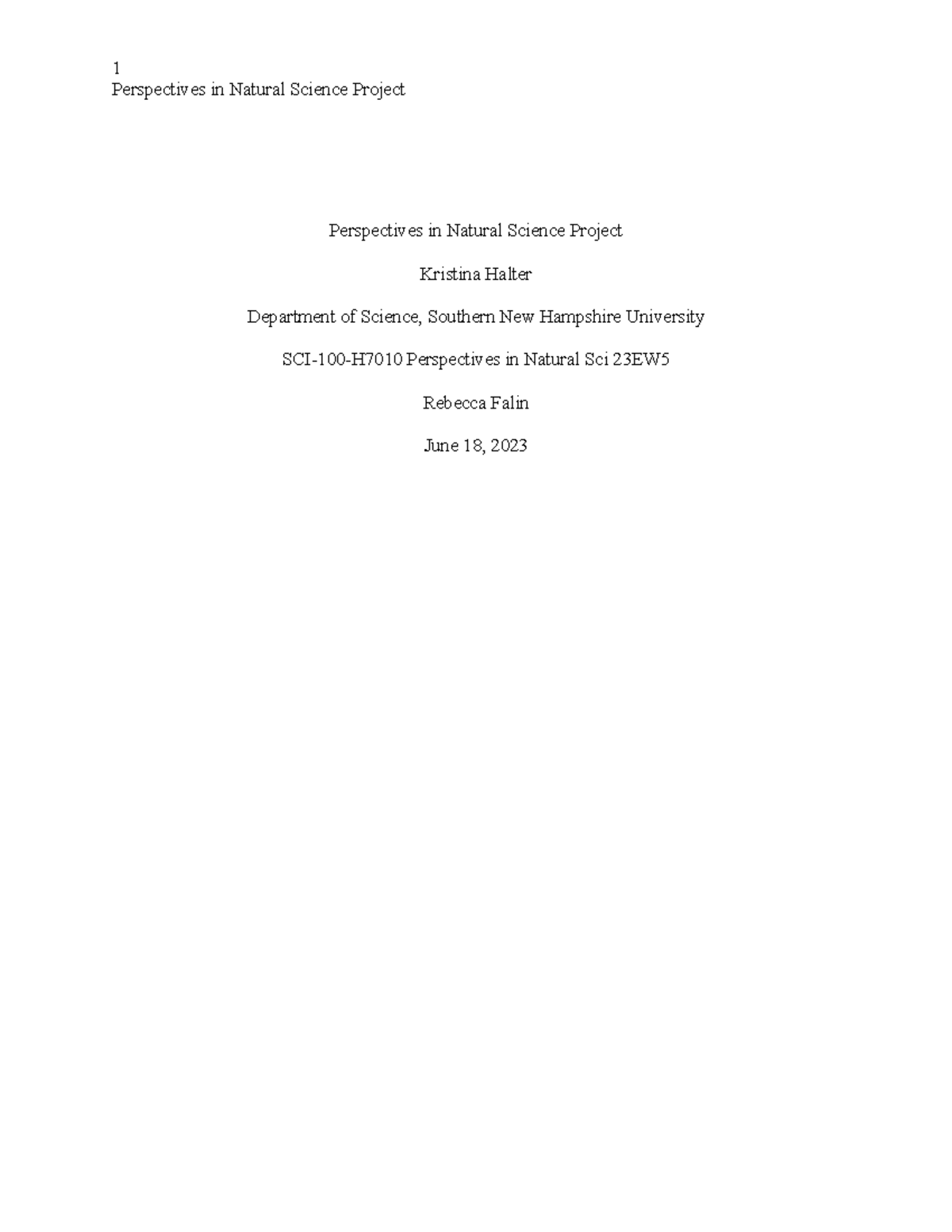 Perspectives Nat Sci - Mod 7 - Project copy - Perspectives in Natural ...