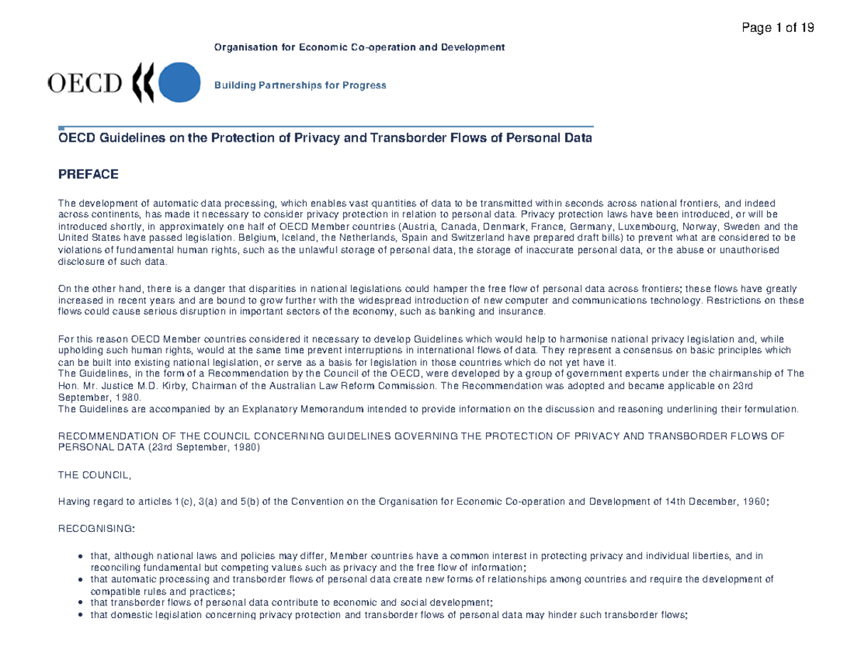 Oecd fips - data privacy - Organisation for Economic Co -operation and ...