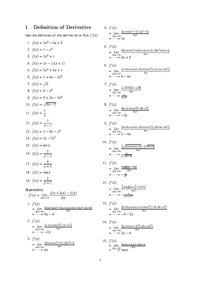 Differentiation practice questions - 1 Differentiation Find the ...