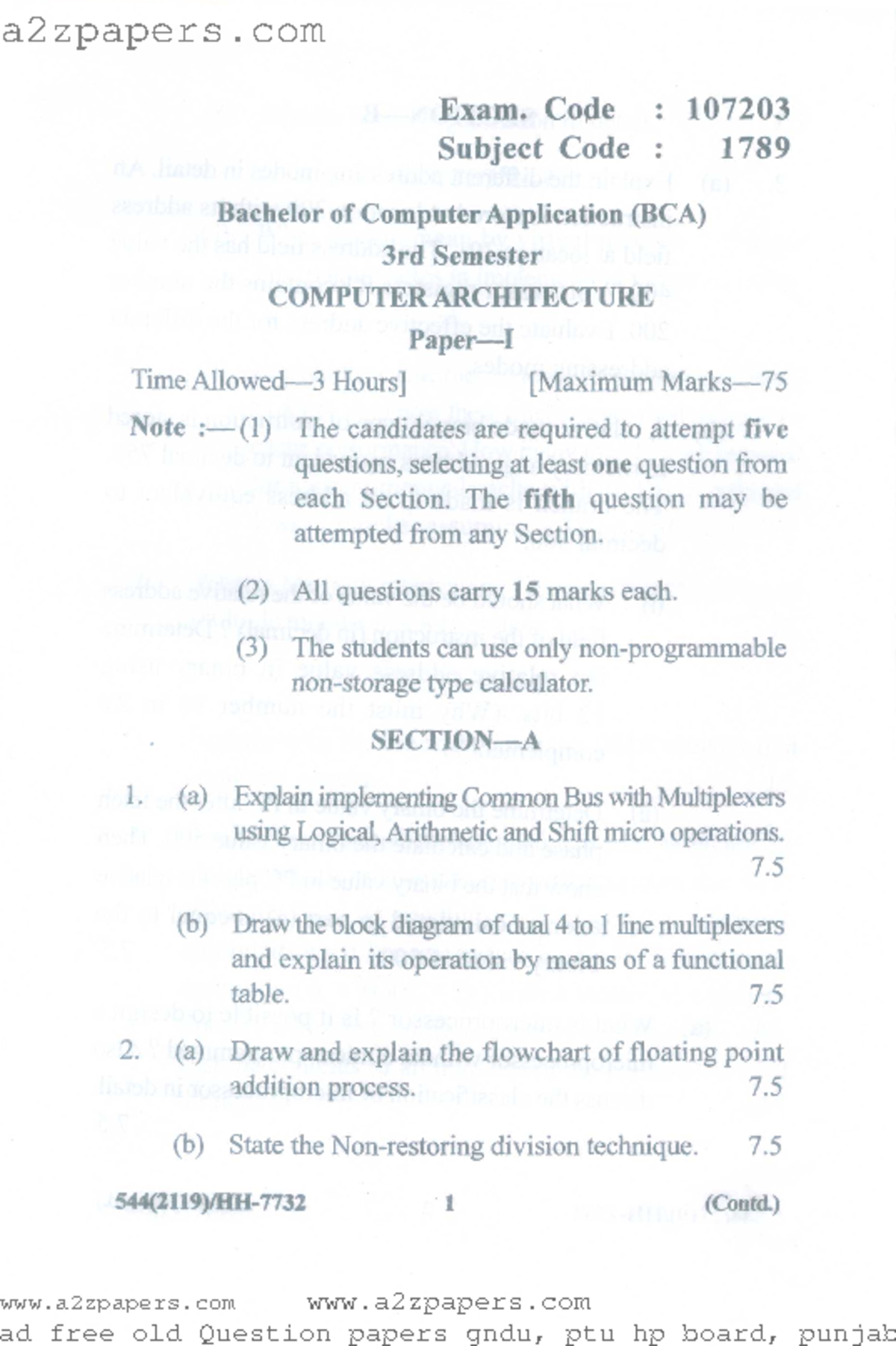 Ca bca 3rd sem 2019 so - 544(1119~-7731 I (Contd.) (b) State the Non ...