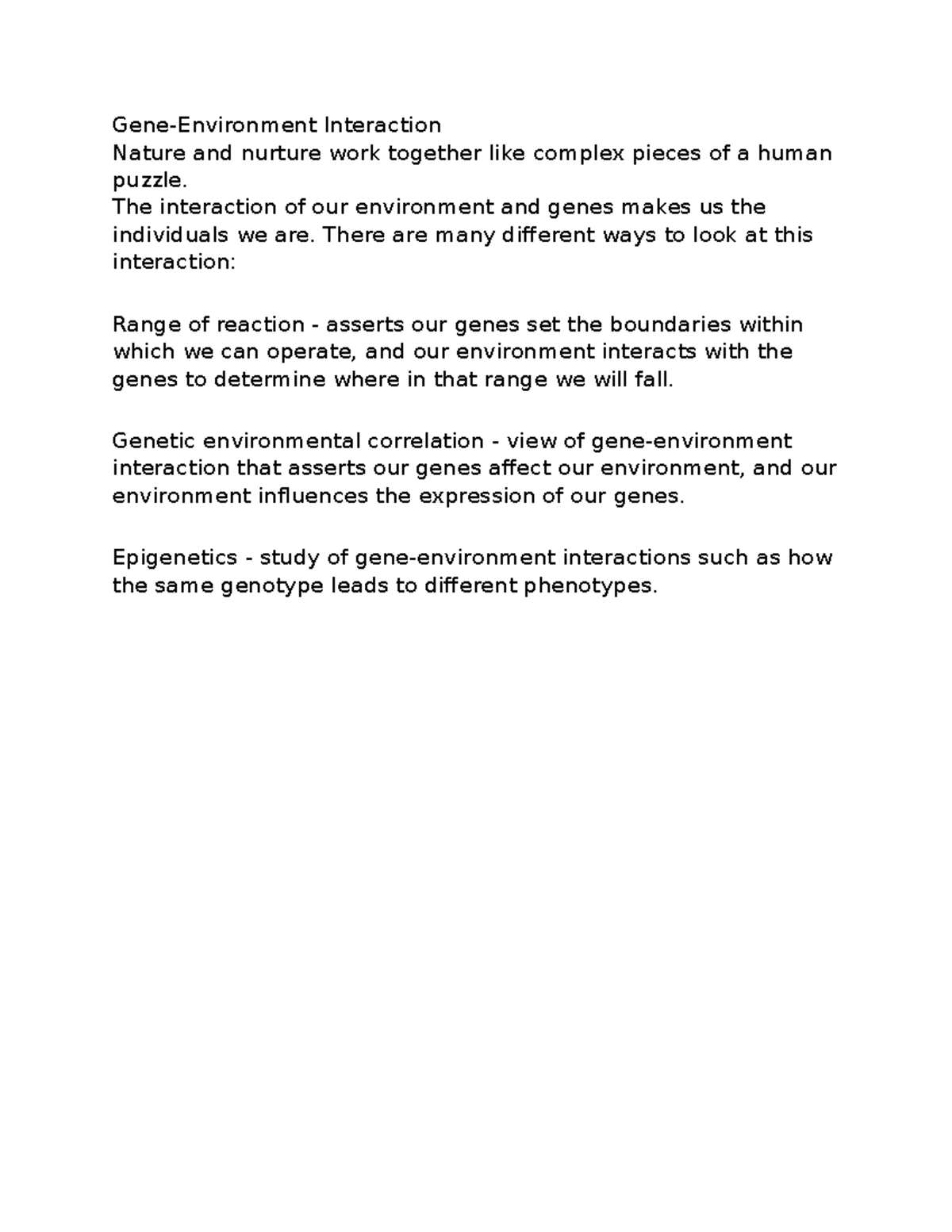 Gene-Environment Interaction - Gene-Environment Interaction Nature and ...