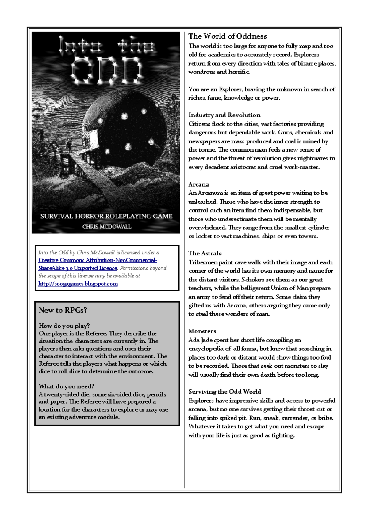 Into the Odd - FICHA DE RPG - Into the Odd by Chris McDowall is ...