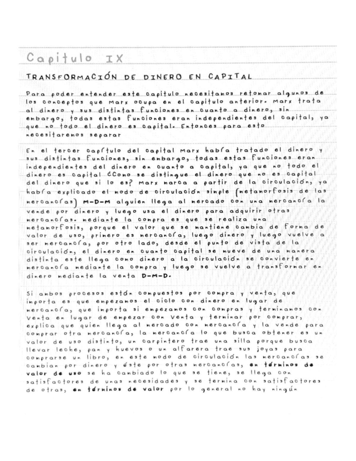 El Capital, Cap. 4 - Teoría Económica - Studocu