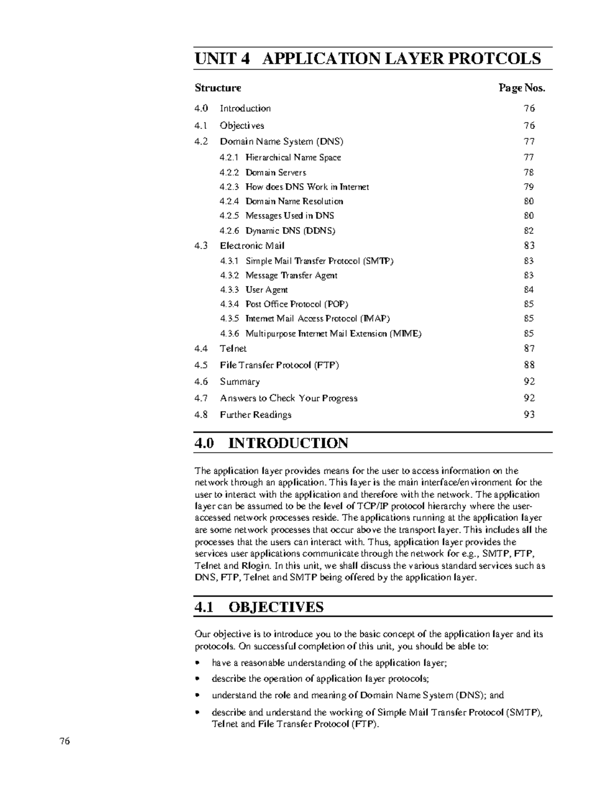 Unit-4 - Book - TCP/IP Protocols UNIT 4 APPLICATION LAYER PROTCOLS Structure Page Nos. 4 - Studocu