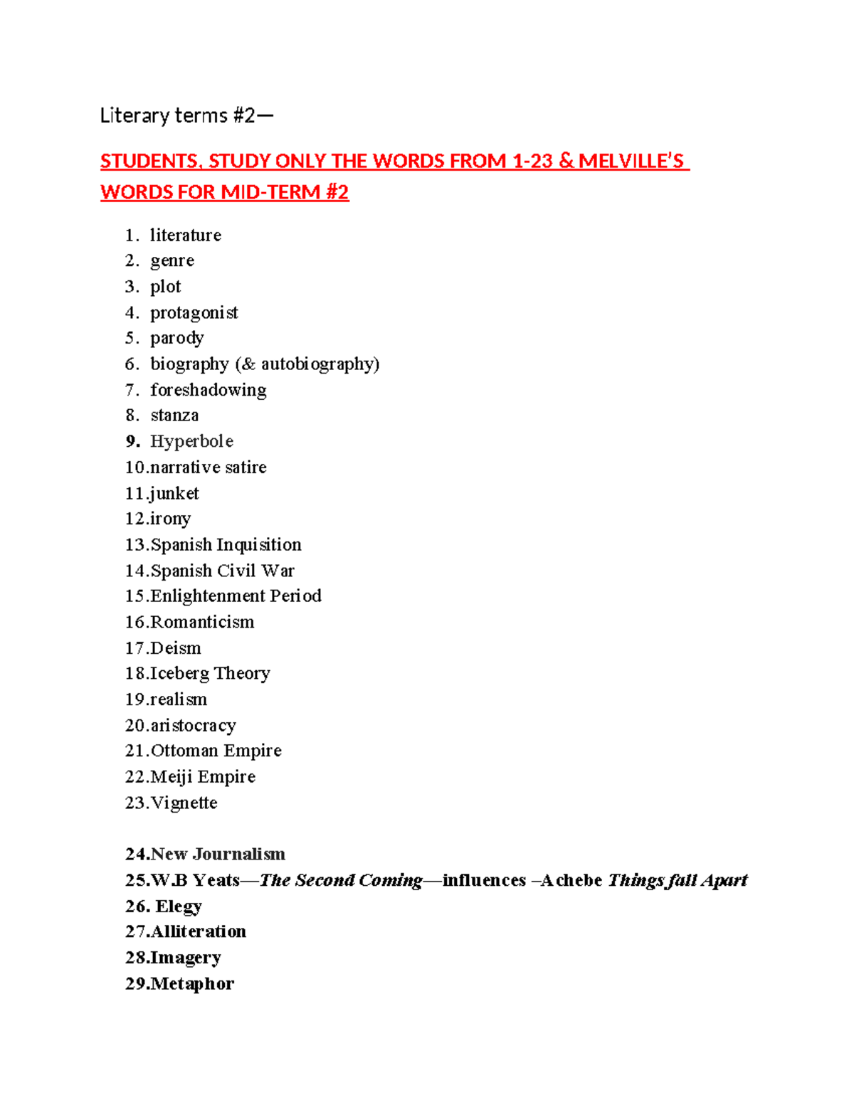 Literary terms-2024 - CMP 2800 - Literary terms #2— STUDENTS, STUDY ...