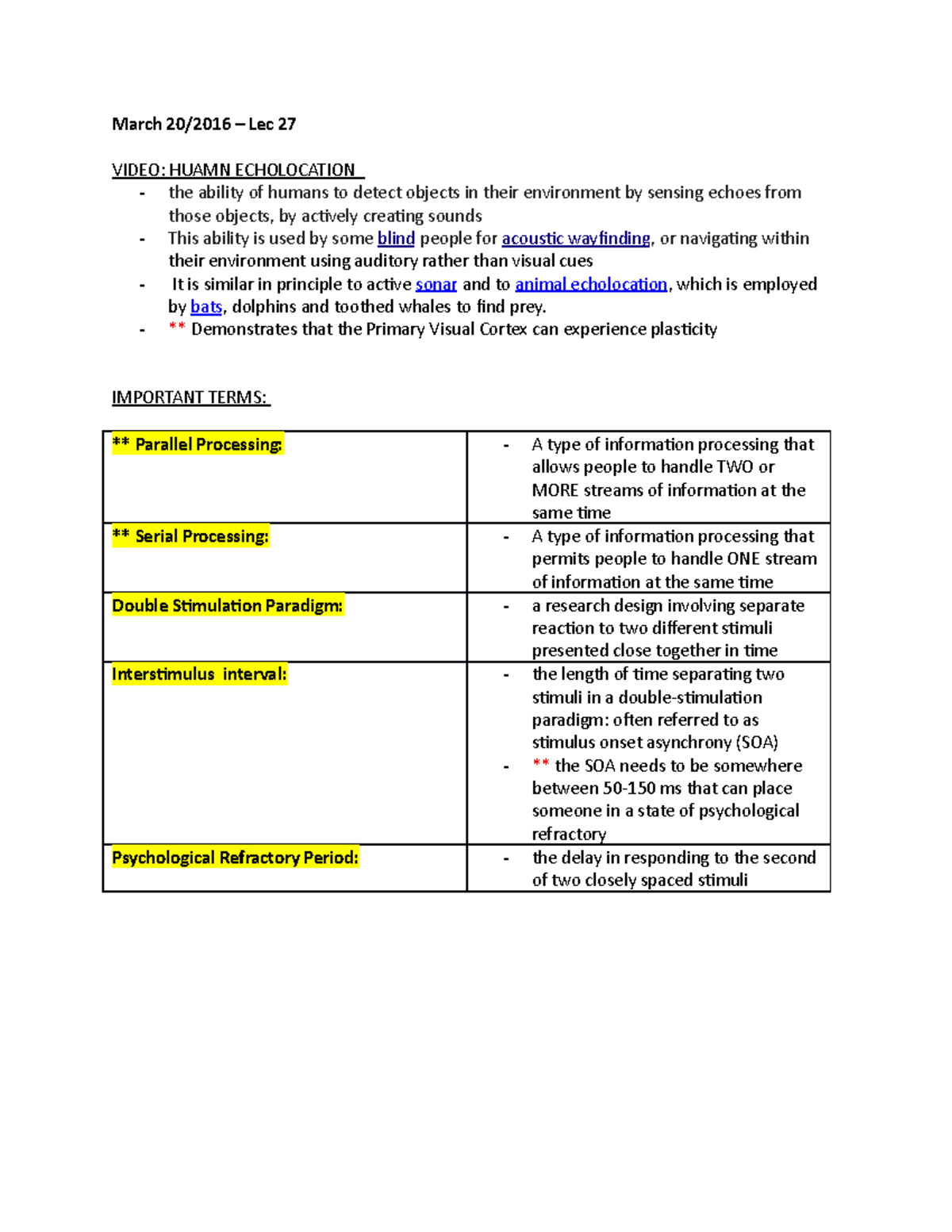 Lec 27 - March 20 - Lecture summary - March 20/2016 – Lec 27 VIDEO ...