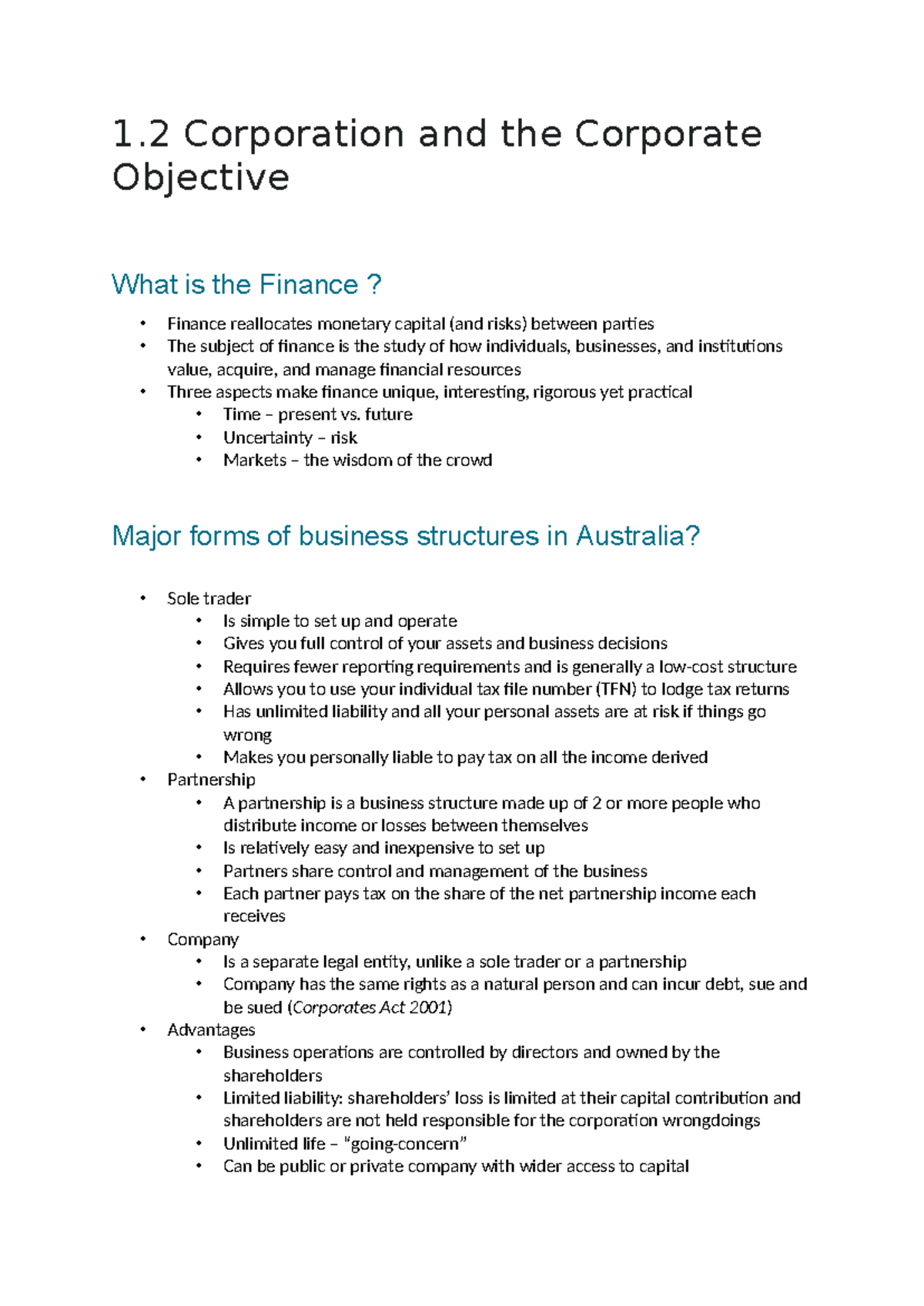 1.2. Corporation and the Corporate Objective - 1 Corporation and the ...