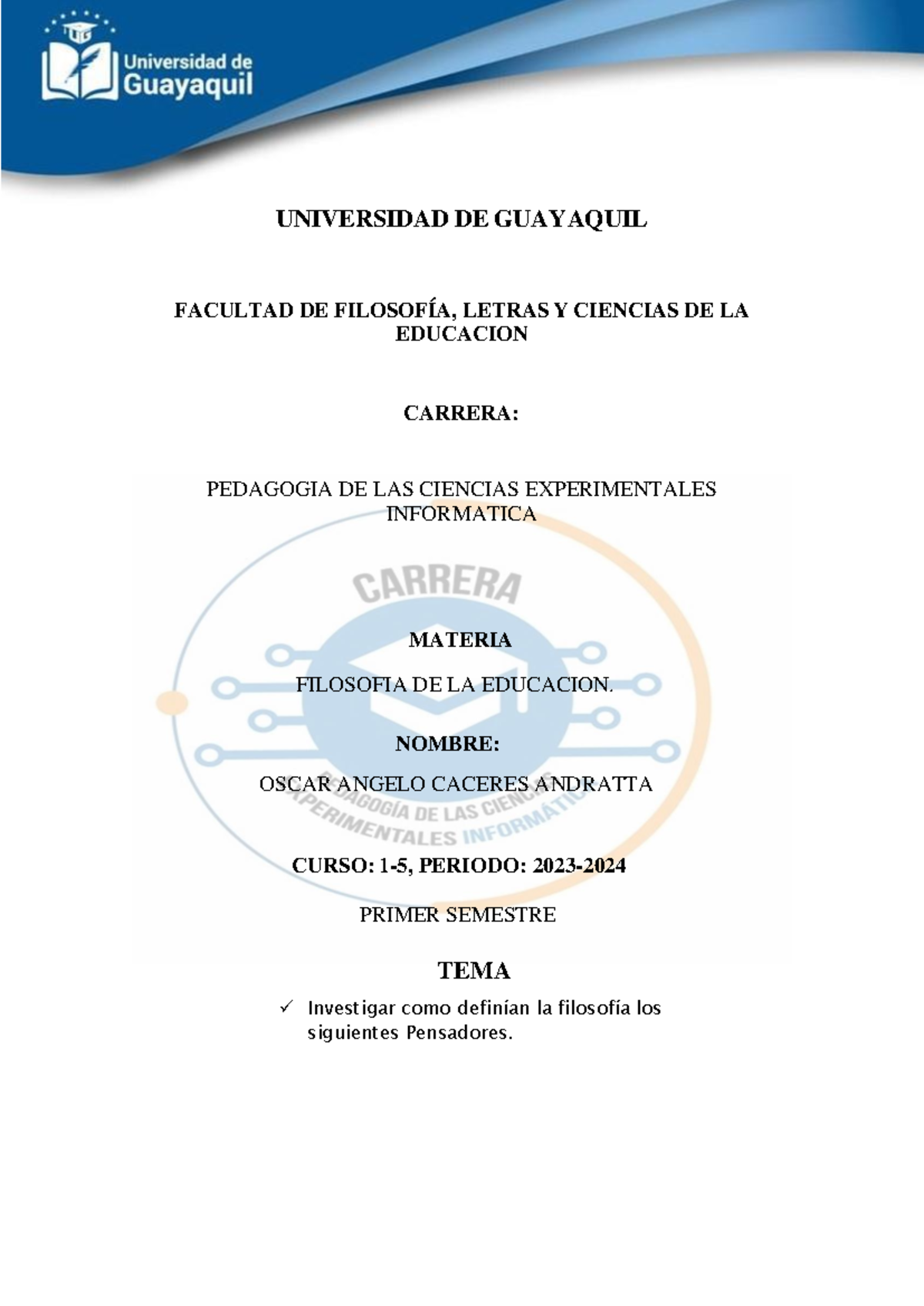 La filosofia segun - CARRERA: FILOSOFIA DE LA EDUCACION. NOMBRE: OSCAR ...