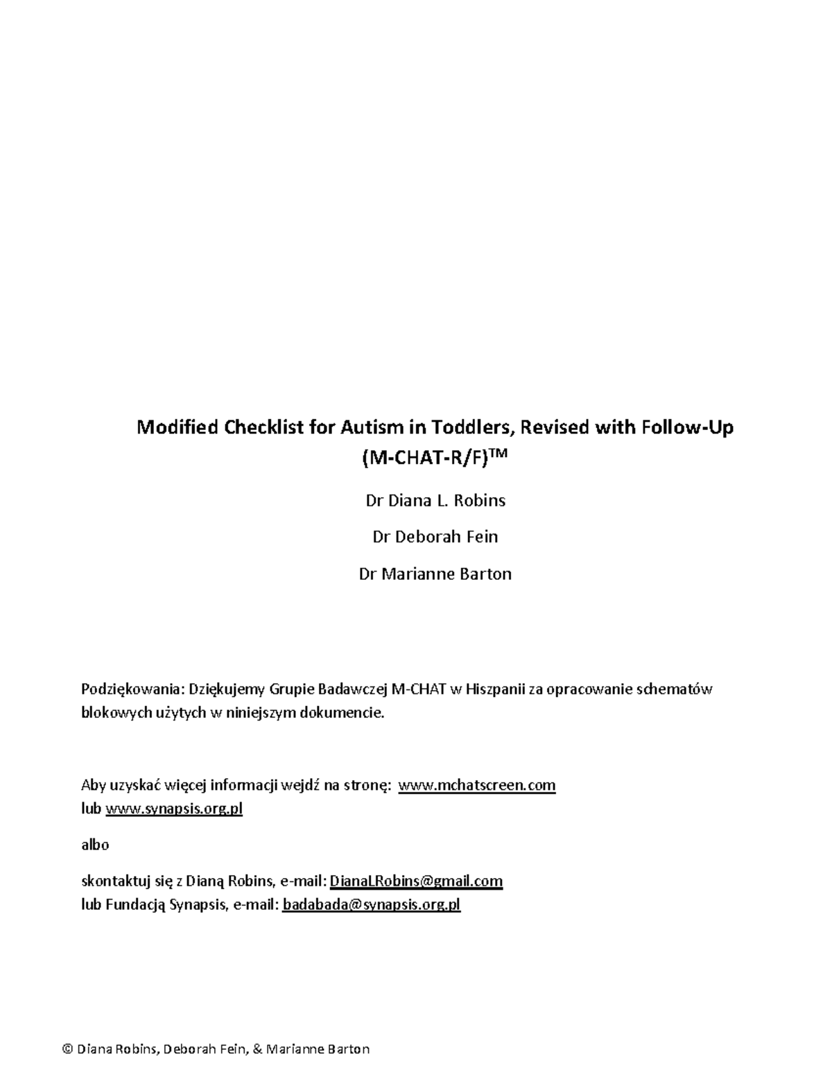 M-CHAT-RF 2015 09 - Test - Modified Checklist for Autism in Toddlers ...