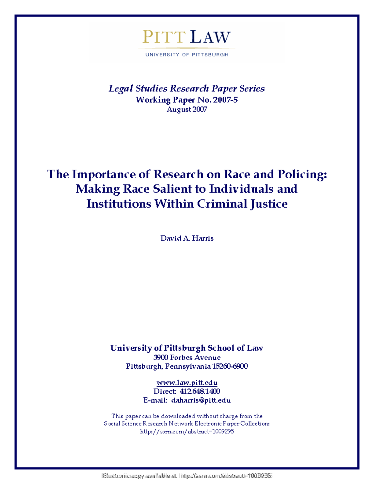 SSRN-id1009295 - This paper considers the scope of policing research ...