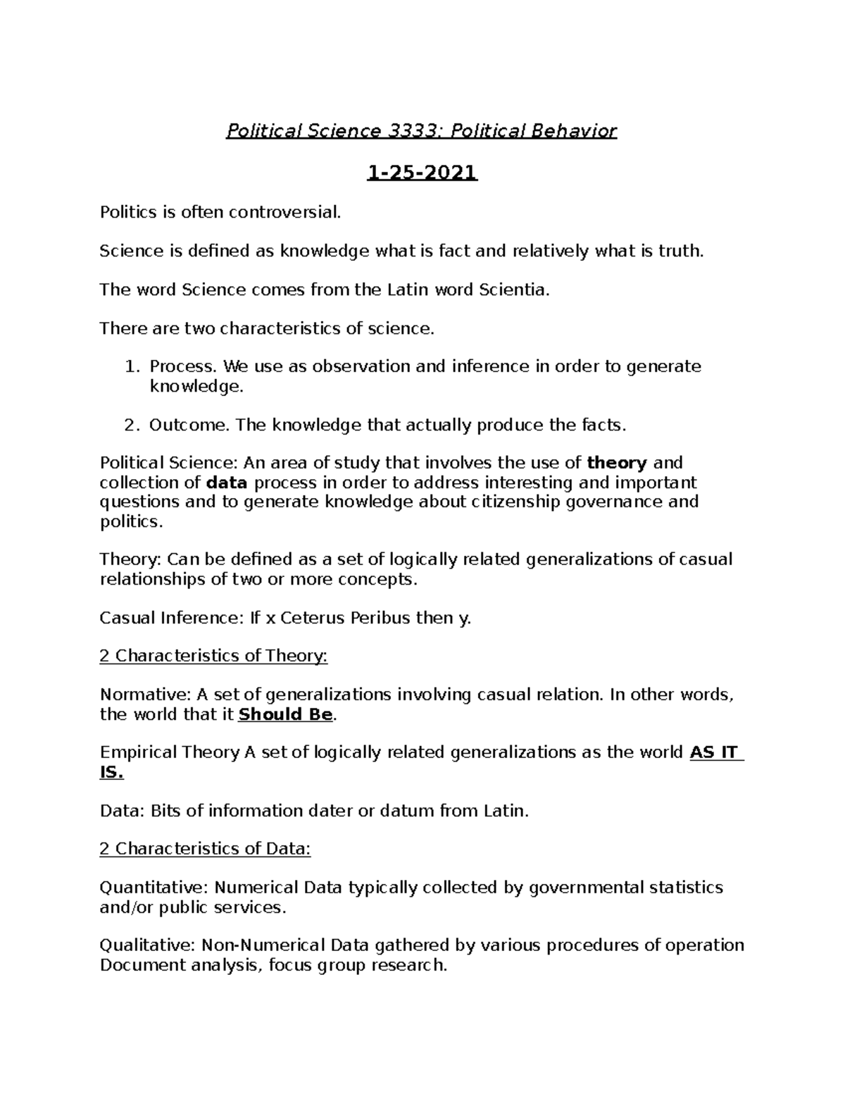 Political Behavior 3333 - Political Science 3333: Political Behavior 1 ...