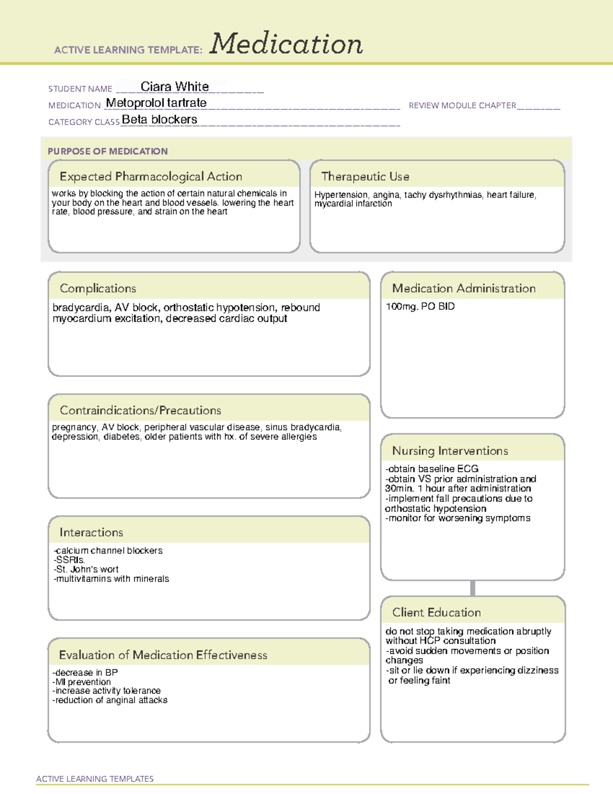 Medication 2 - Practice - ACTIVE LEARNING TEMPLATES Medication STUDENT ...