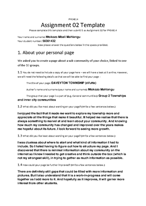 Assignment 03 PYC4808 community psychology - PYC Assignment 03 Template Please complete this ...