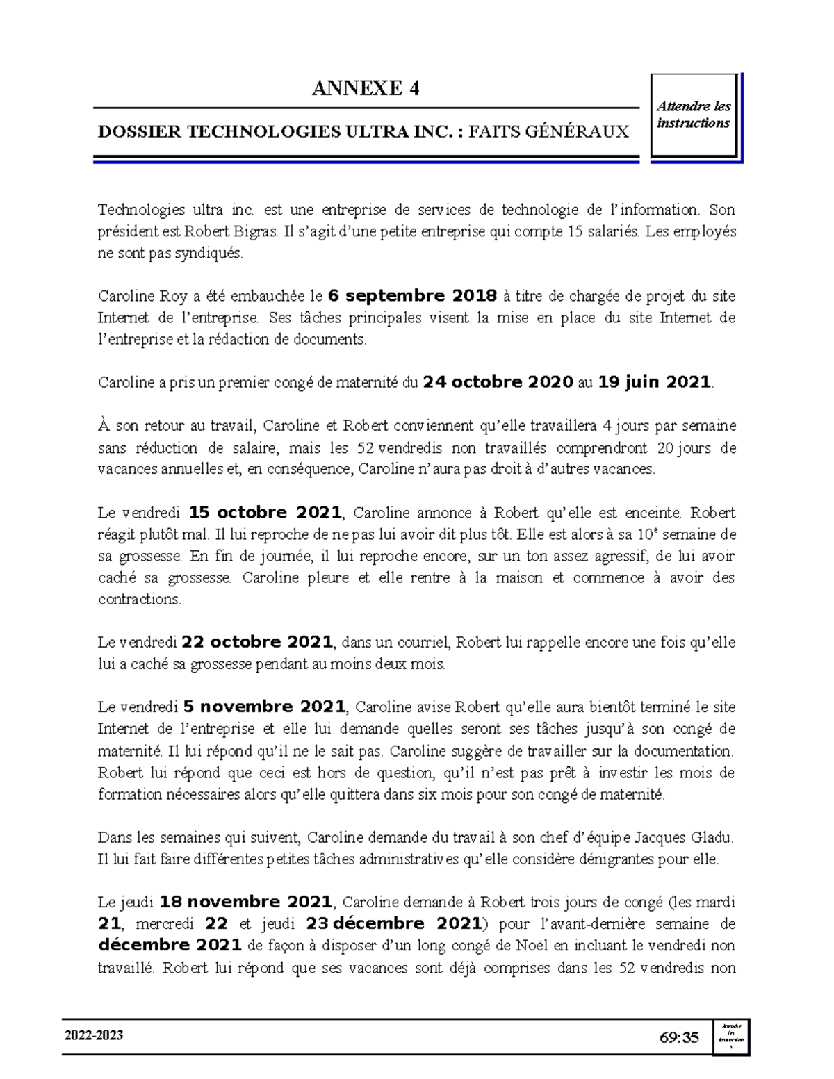 JOUR 69 Annexe 4 Avcours (Conciliation) - ANNEXE 4 Attendre les DOSSIER ...