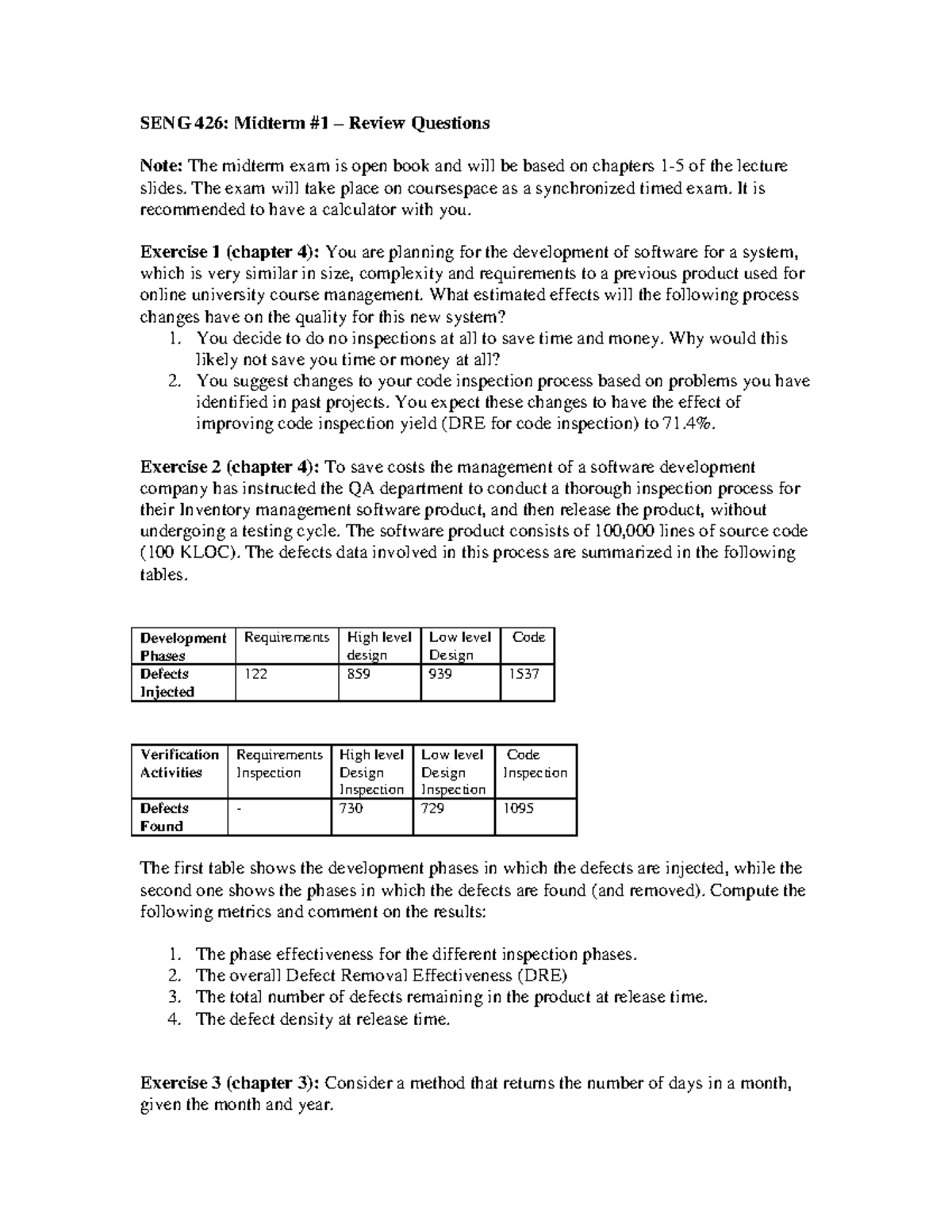 Midterm 1 May 2020, questions - Warning: TT: undefined function: 32 SENG 426: Midterm #1 ...