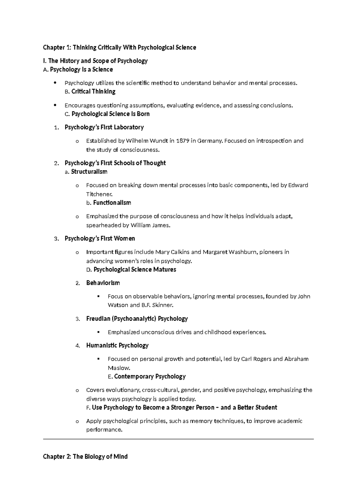 Psychology notes - Chapter 1: Thinking Critically With Psychological ...