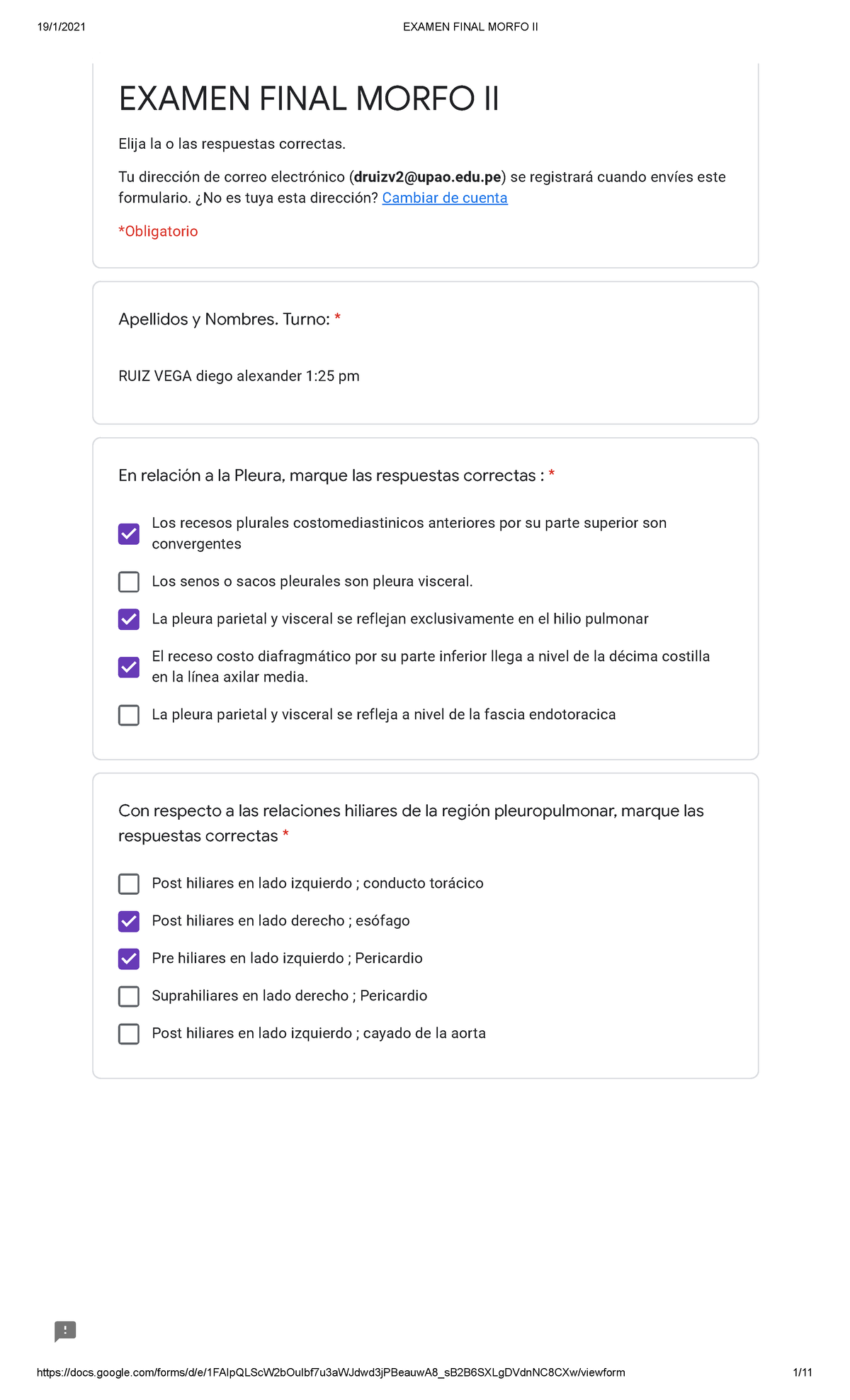 Examen Final Morfo II - Los recesos plurales costomediastinicos anteriores por su parte superior ...
