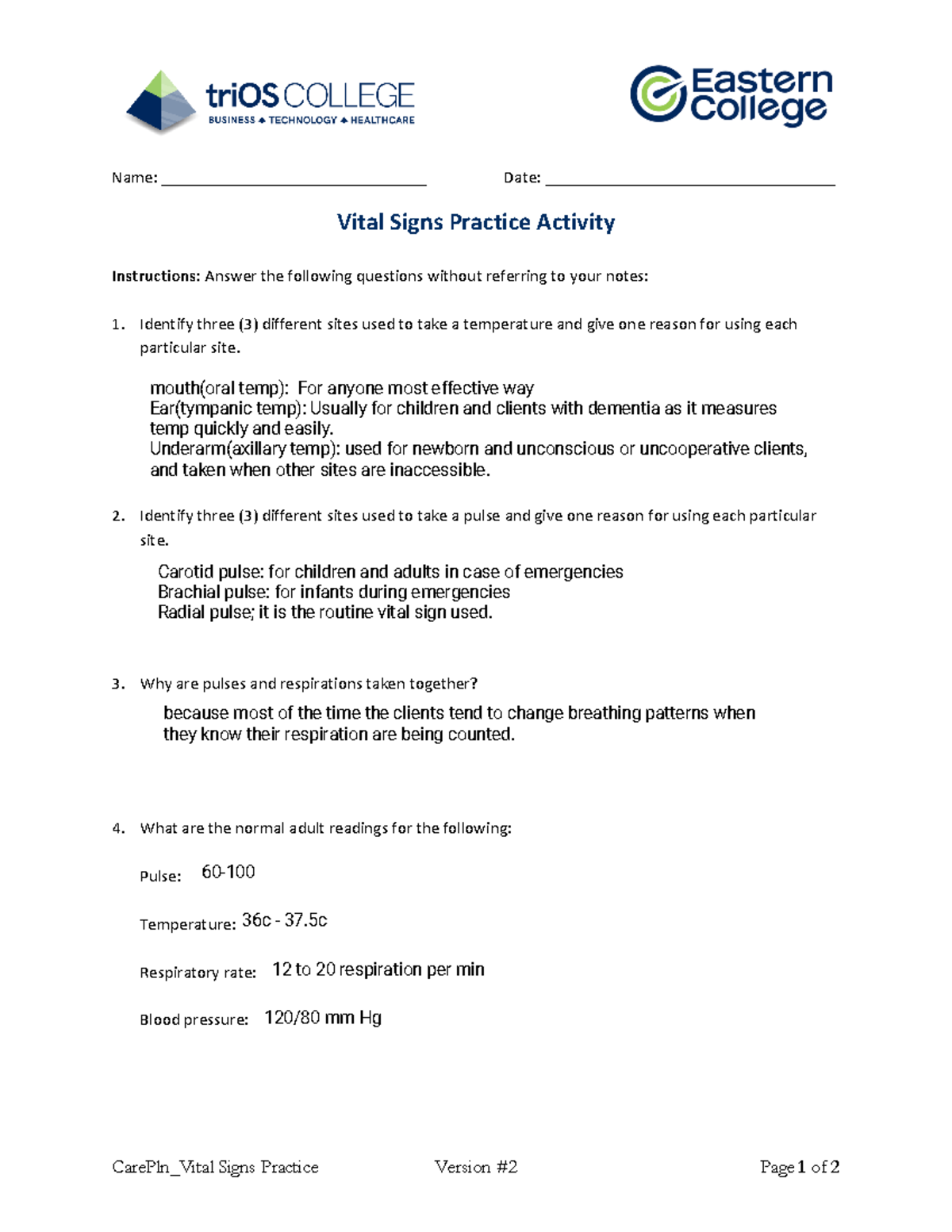 Vital Signs Practice Activity Handout - CarePln_Vital Signs Practice ...