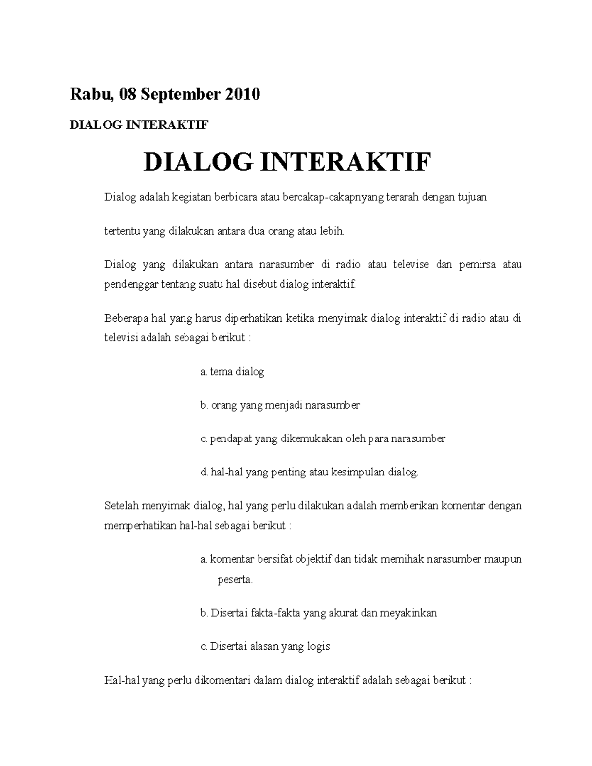 Drama - Study - Rabu, 08 September 2010 DIALOG INTERAKTIF DIALOG ...