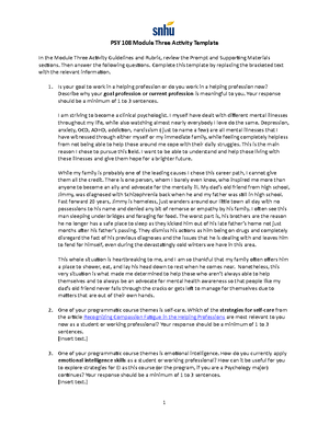 PSY-108 Module 1 Activity - PSY 108 Module One Activity Template Once ...